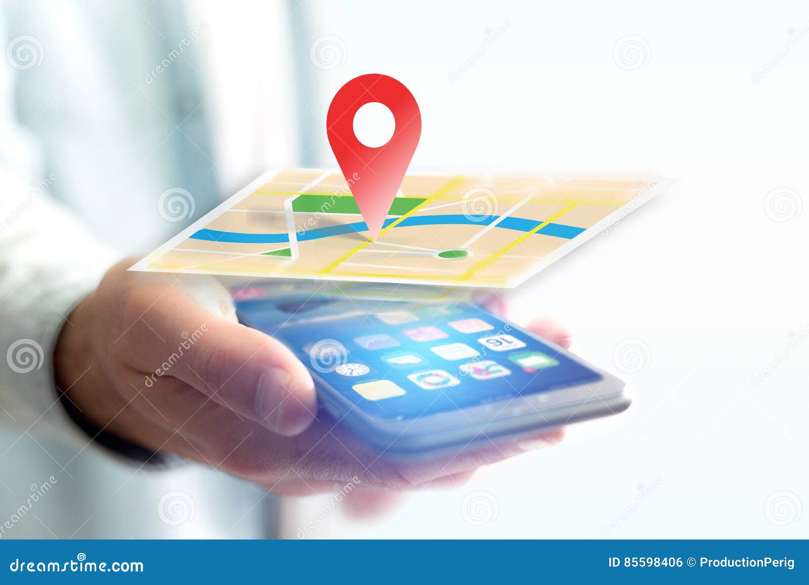 Concept of Geographical Localization on a Map with a Tablet Stock Photo ...