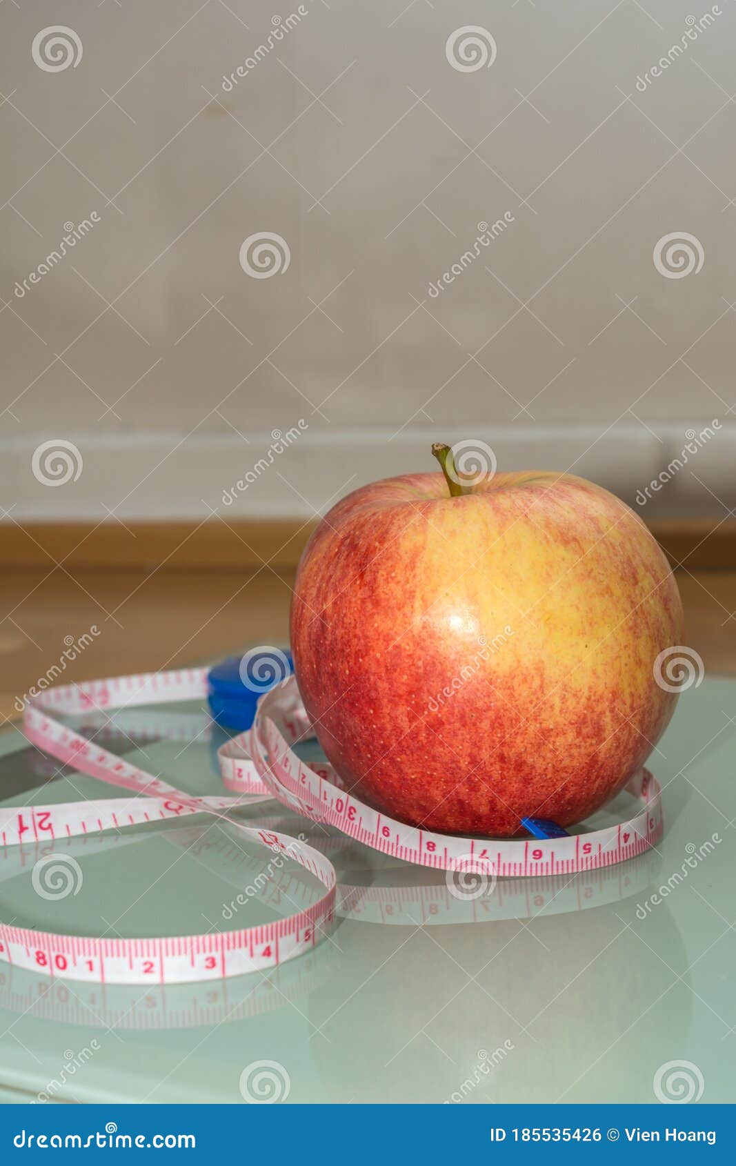 Concept - Getting in Shape, Measuring Tape, Apple, Scale Stock Photo ...