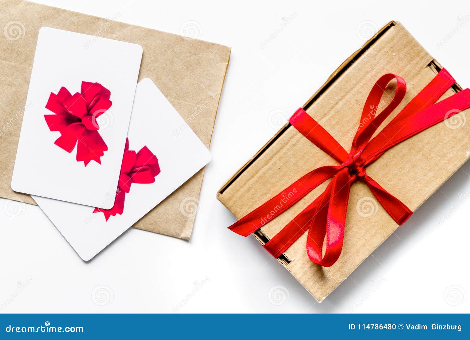 Concept of Gift Cards on White Background Top View Stock Photo - Image ...