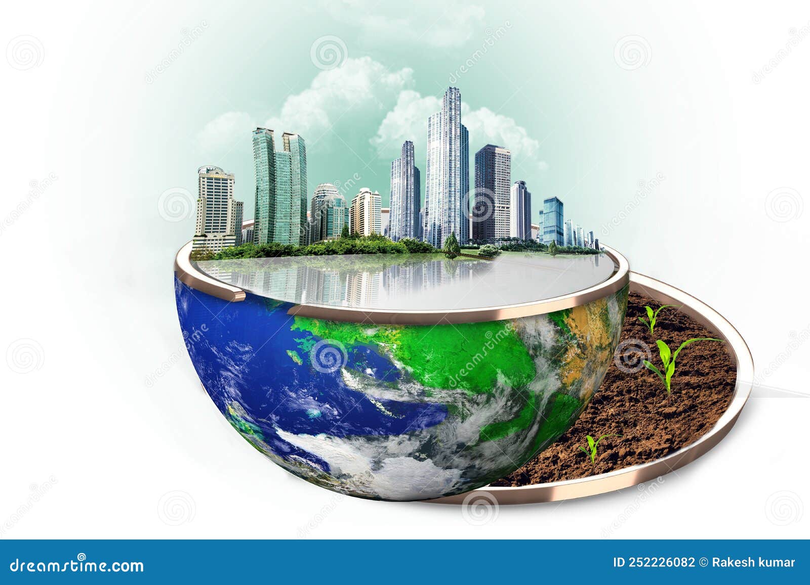 Concept Global City Desktop Wallpaper Stock Illustration - Illustration ...