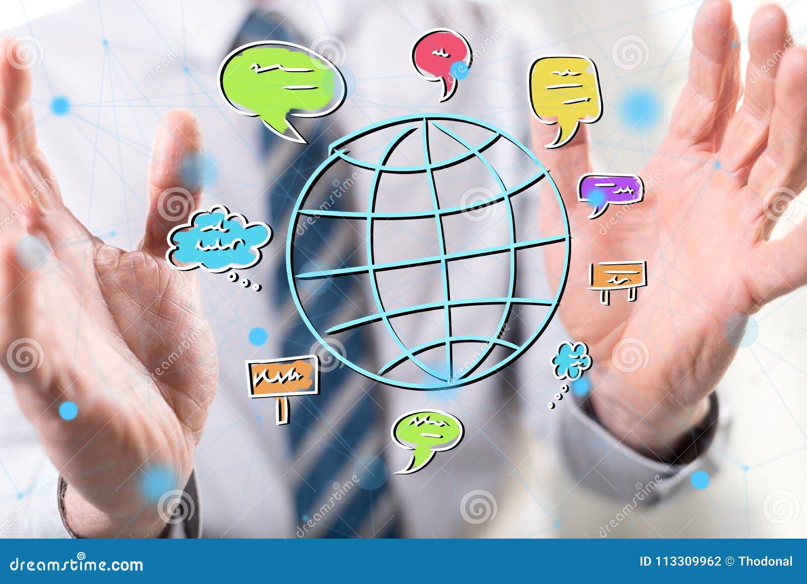 Concept of Global Communication Stock Photo - Image of bubbles, globe ...