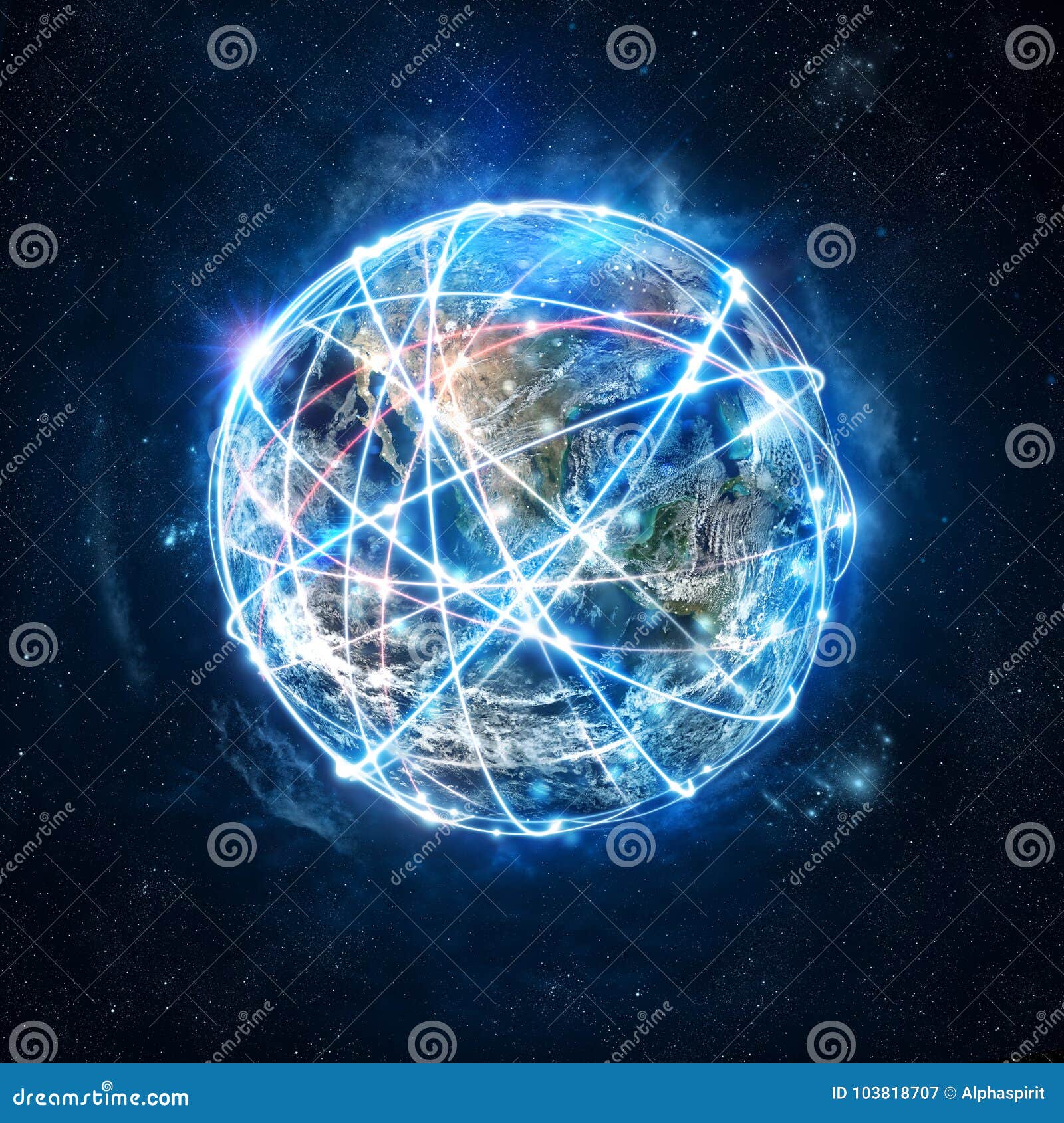 Concept of Global Internet Connection Network . World Provided by Nasa ...