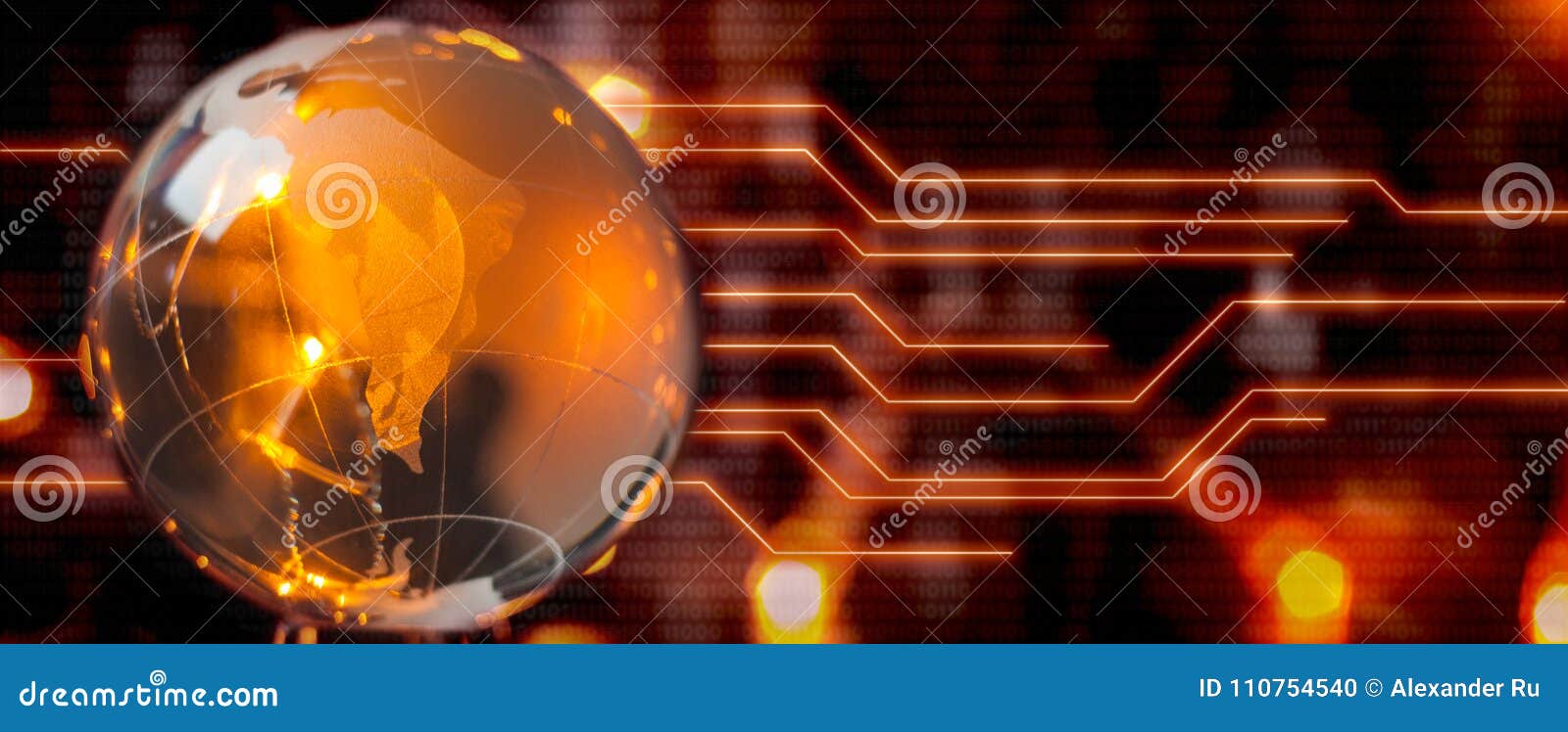 The Concept of a Global Internet Network. Digital Background of Red ...