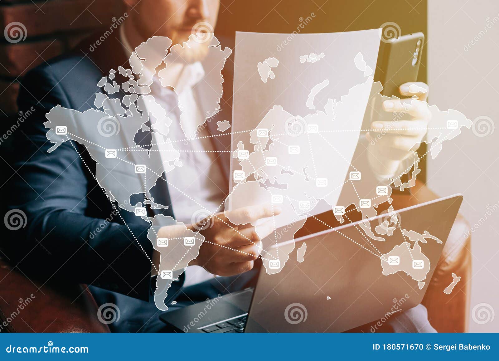 The Concept of Global Mailing Business Mail Around the World Stock ...