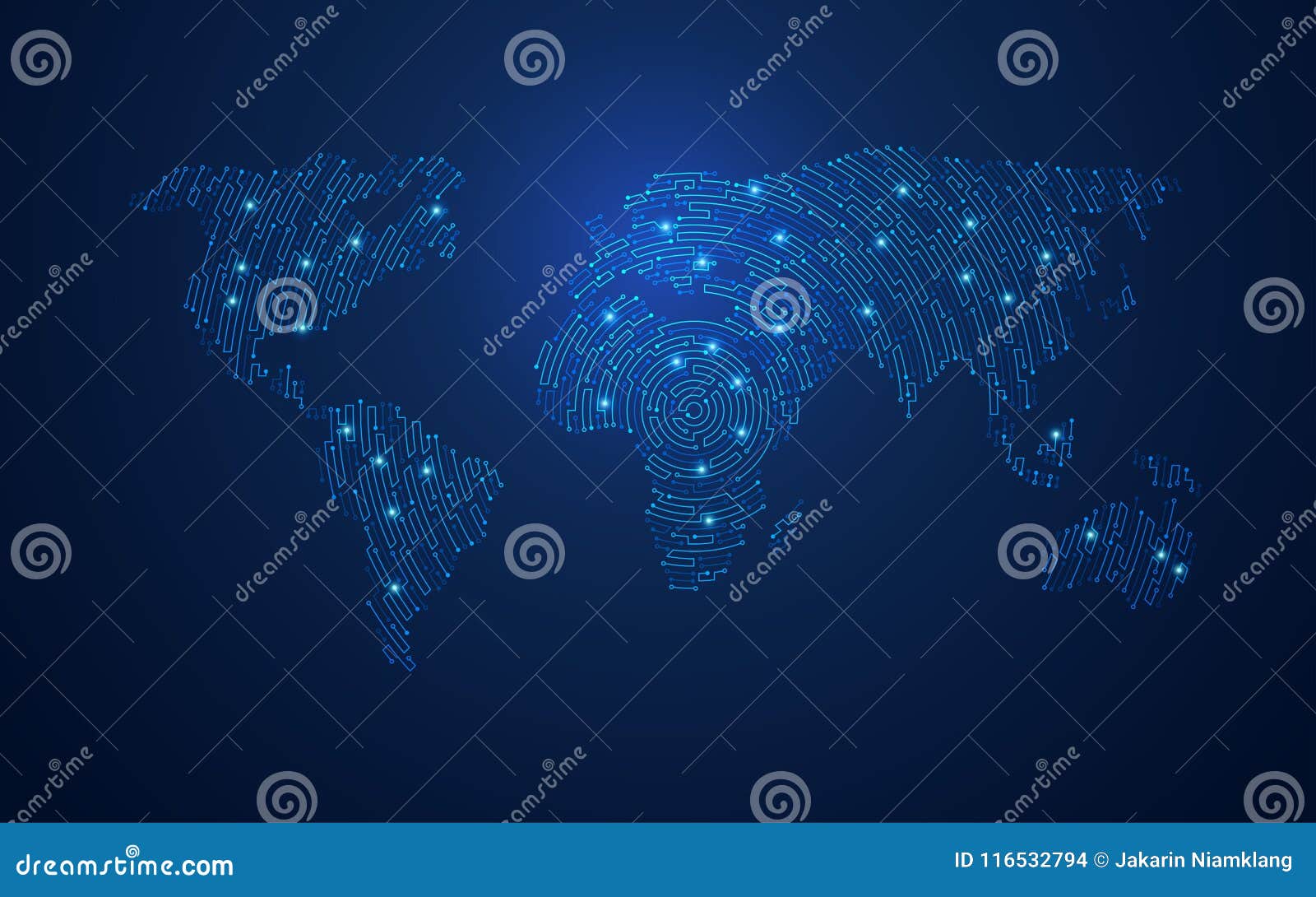 Electronic World stock vector. Illustration of europe - 116532794