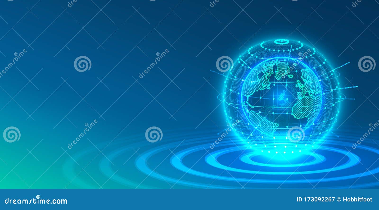 Concept Global Planet Earth Point Blue Background. Stock Vector ...