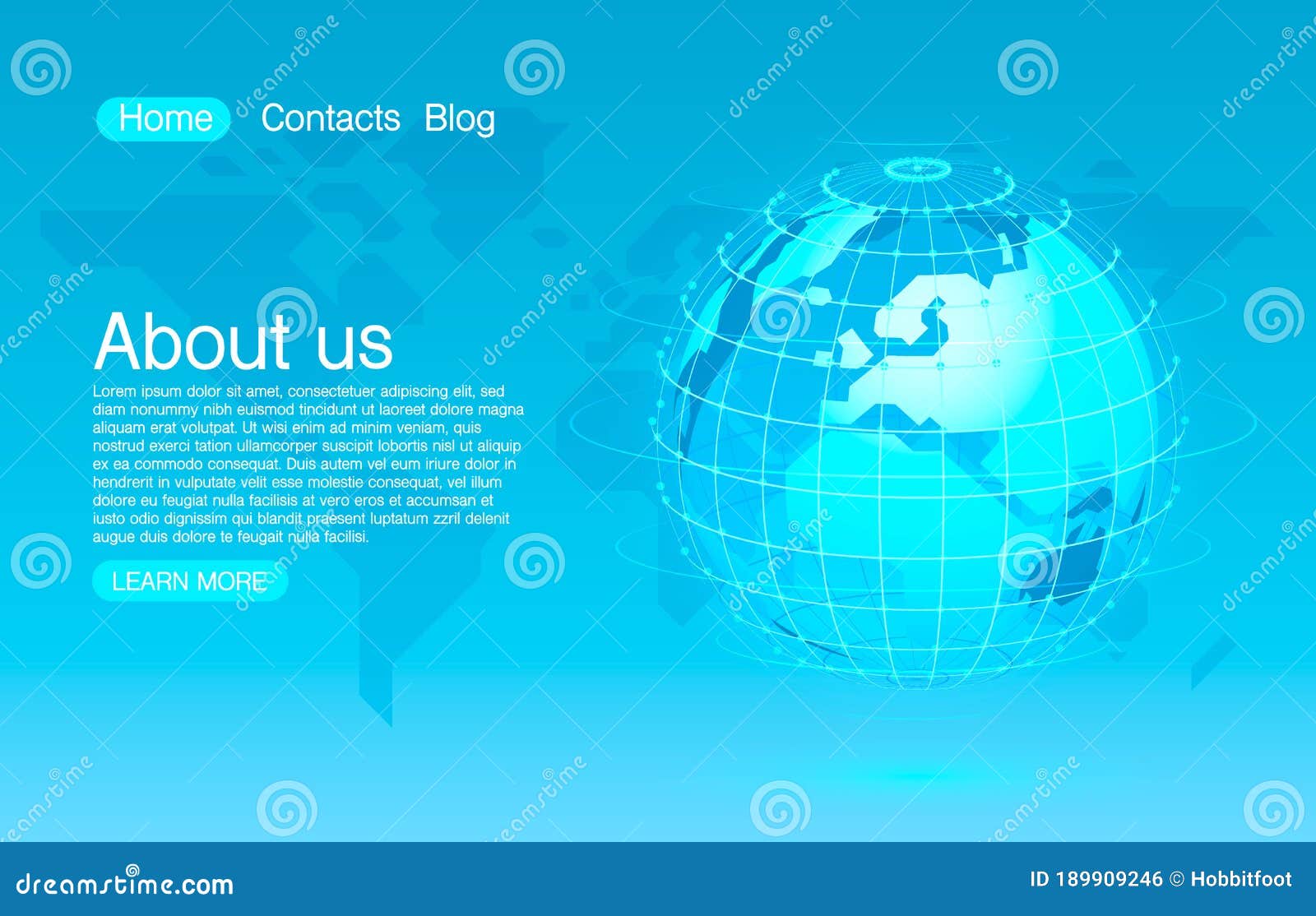 Concept Global Planet Earth Point Blue Background. Stock Vector ...