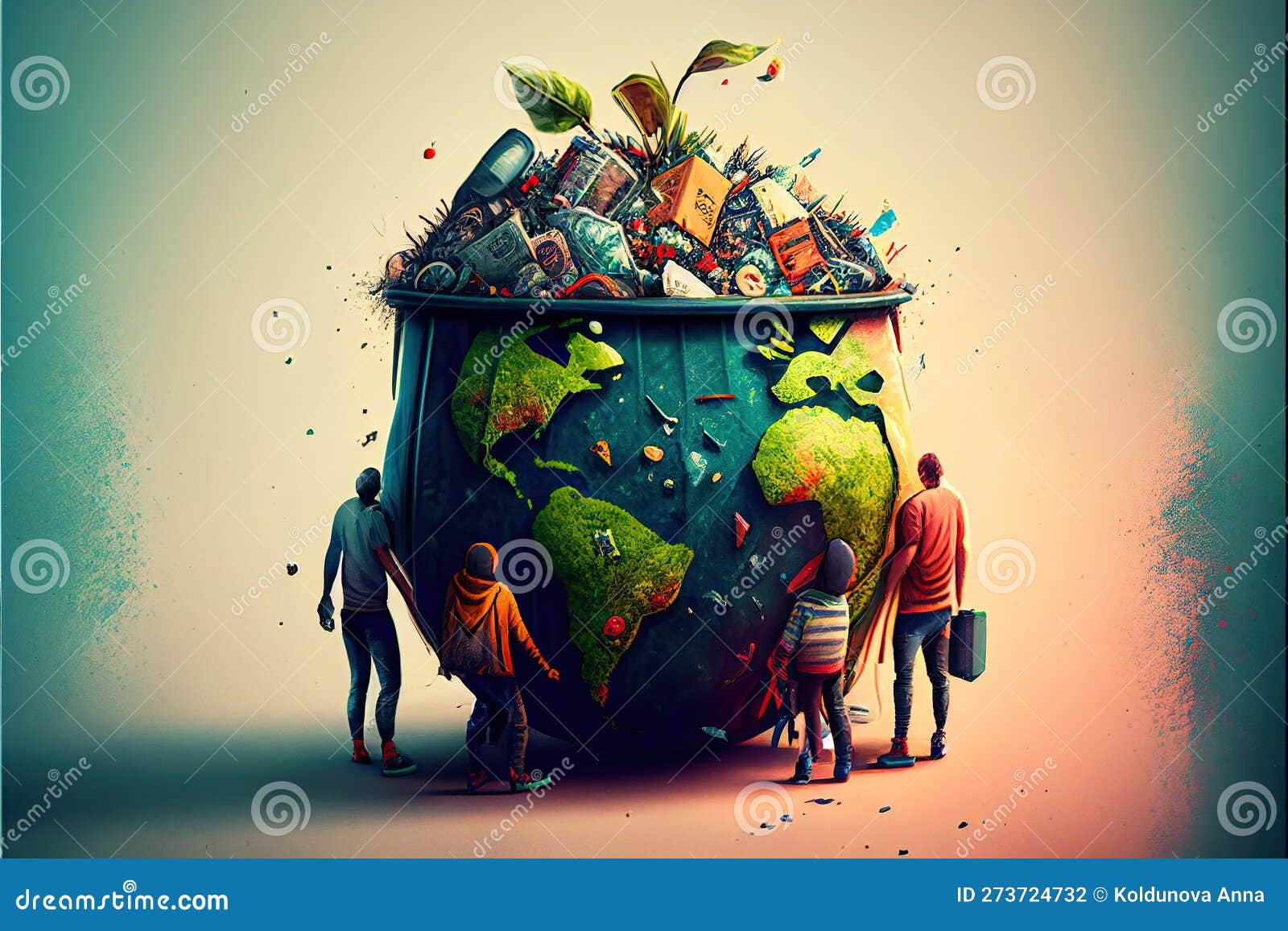 Concept of Global Pollution. Half the Planet is Filled with Garbage ...