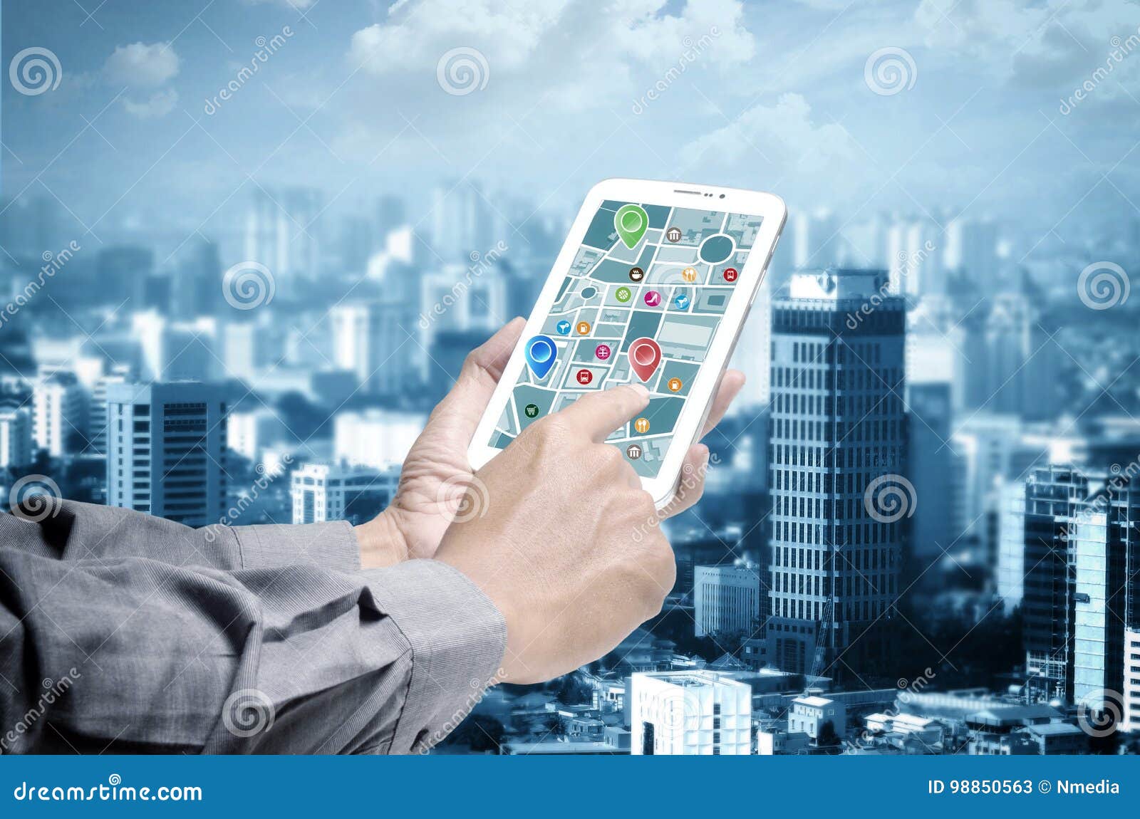 GPS on street map stock image. Image of drive, close - 98850563