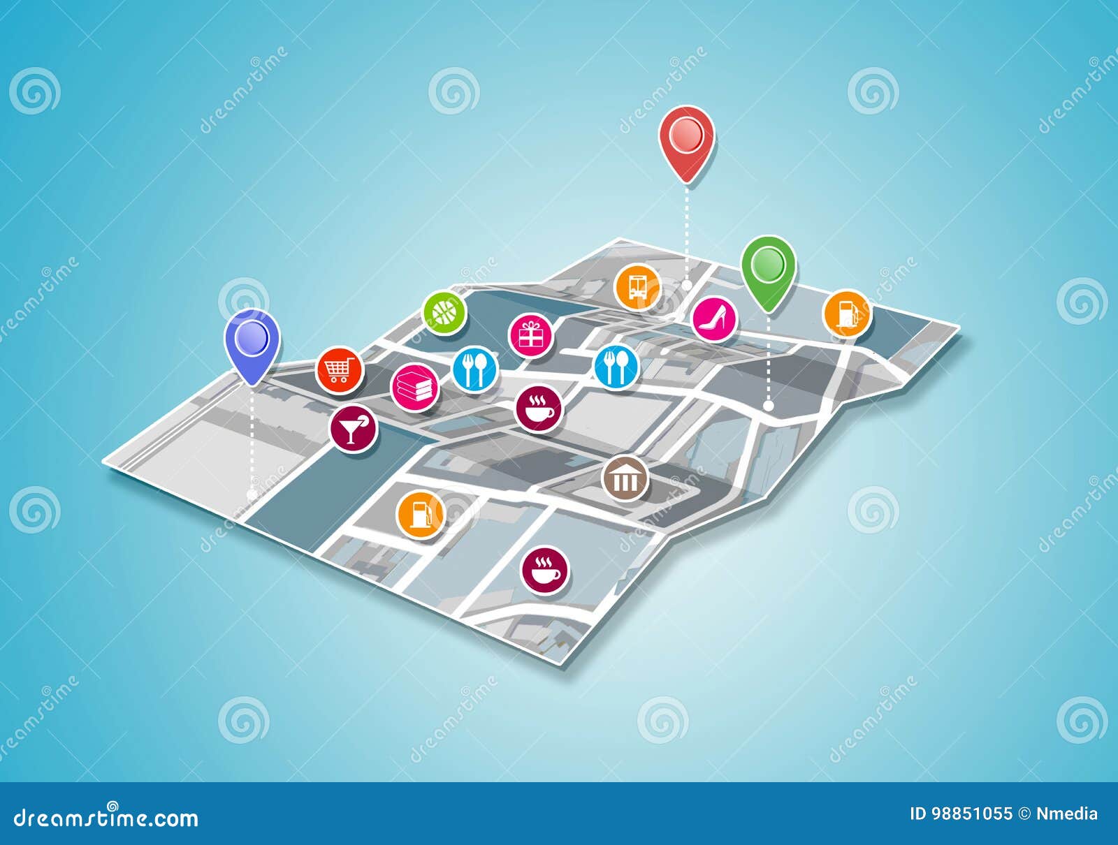 GPS on street map stock illustration. Illustration of shop - 98851055