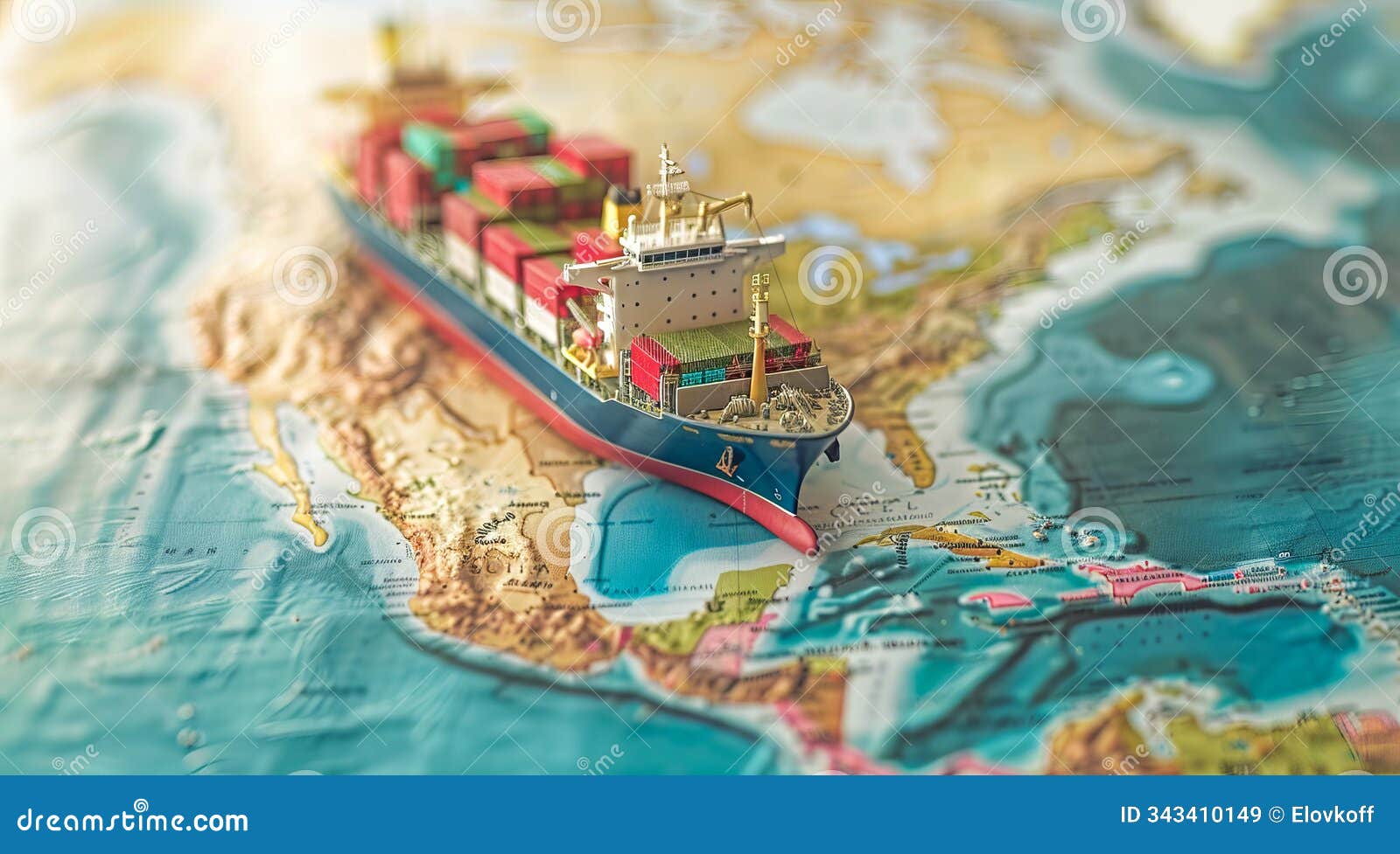 Concept of a Global Shipping Transportation and Commerce. Ship Carrying ...