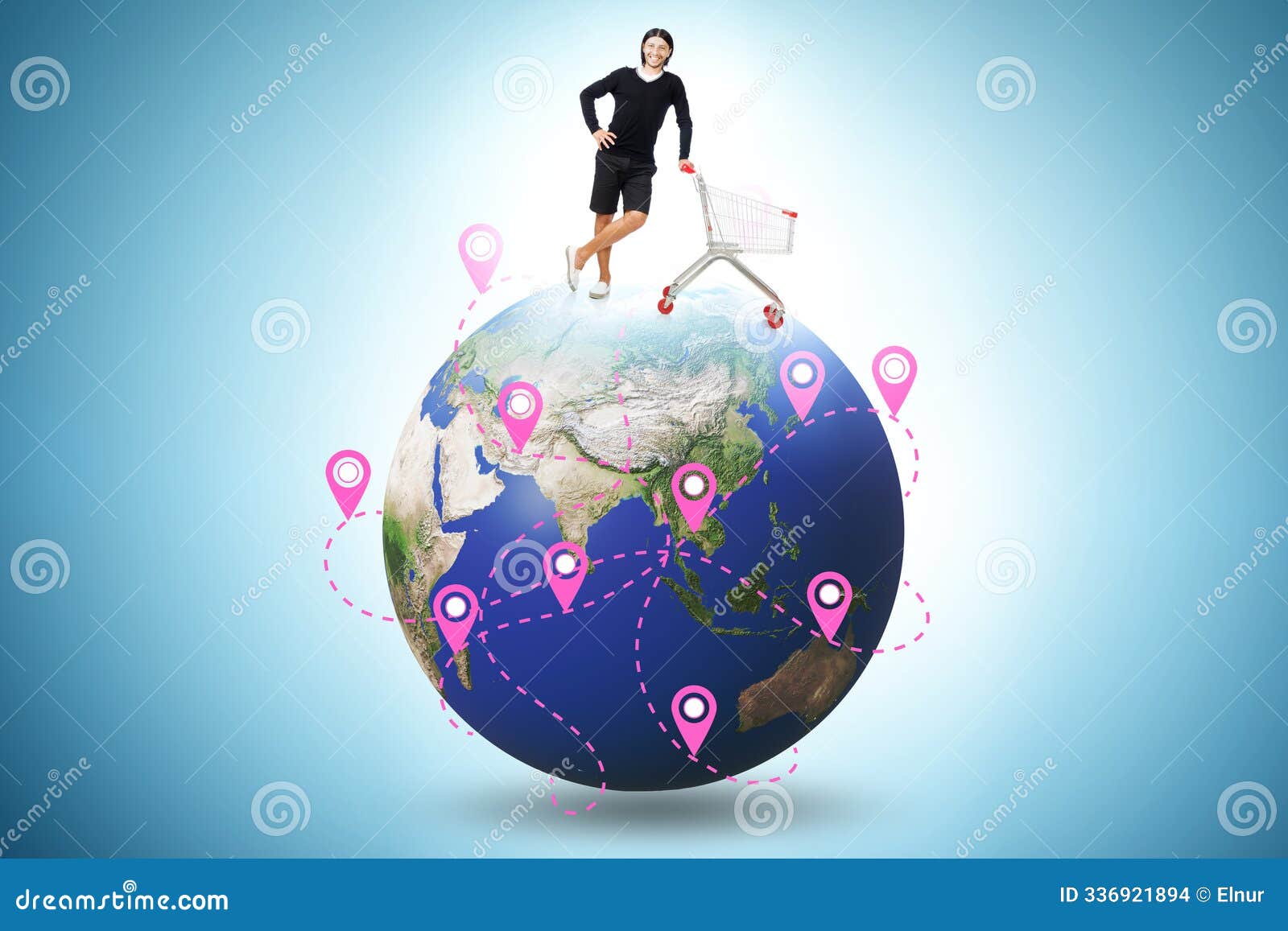 Concept of Global Shopping with Globe and Shopper Stock Photo - Image of global, purchase: 336921894