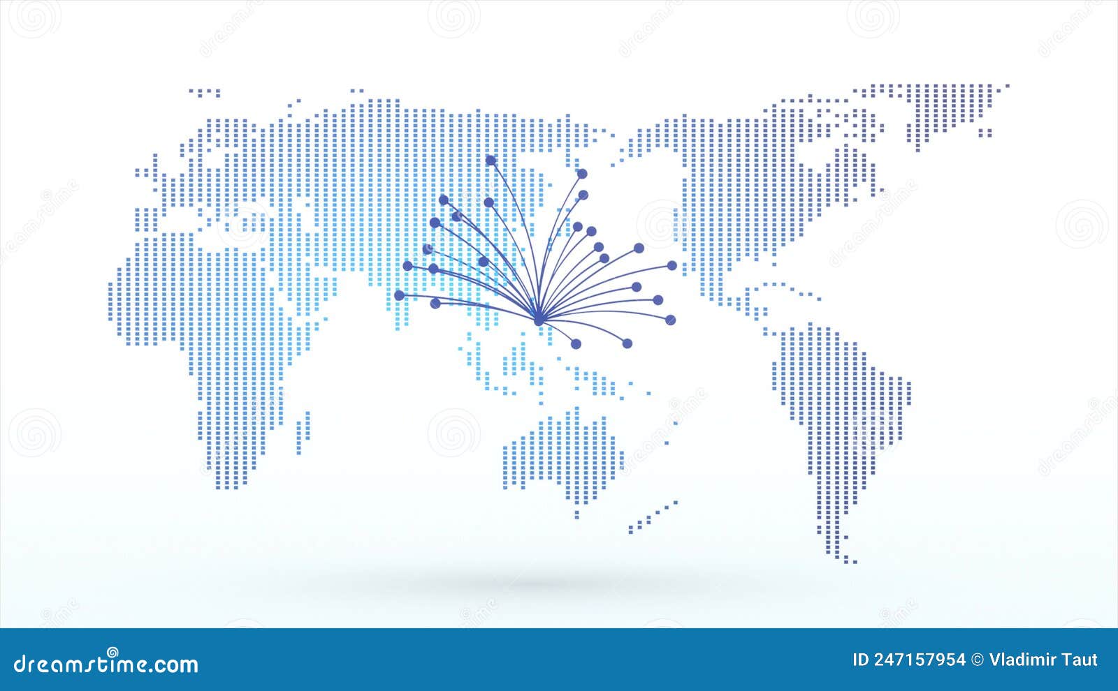 Tech Earth Globalization in 3d Animation. Global Business Dots on ...