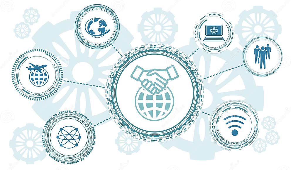 Concept of globalization stock illustration. Illustration of cogwheels ...