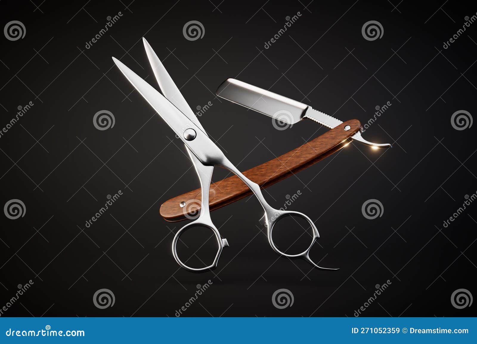 The Concept of Going To the Barbershop. Razor and Scissors for Cutting ...