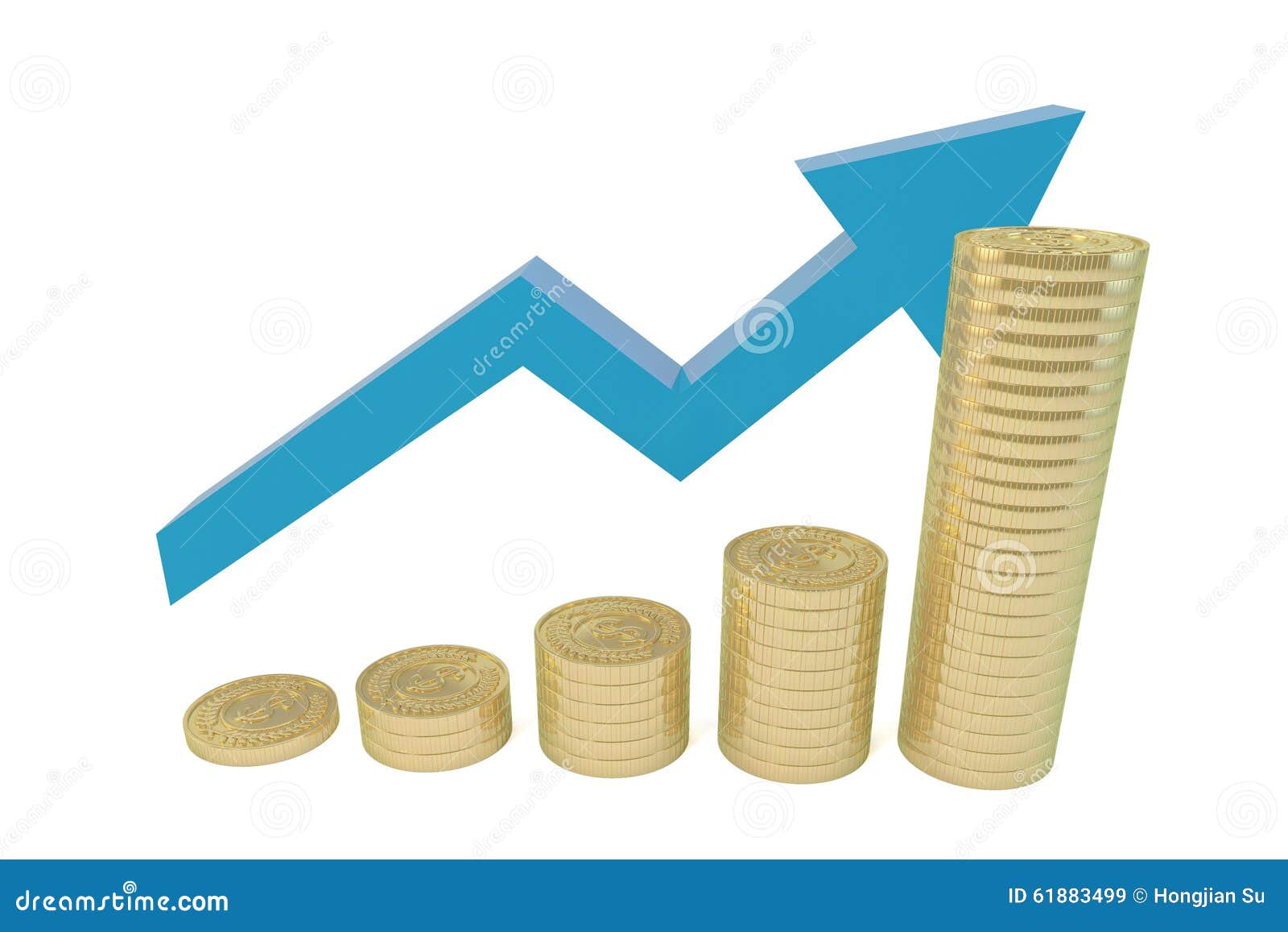 The Concept of Gold Coins Increasing Stock Illustration - Illustration ...