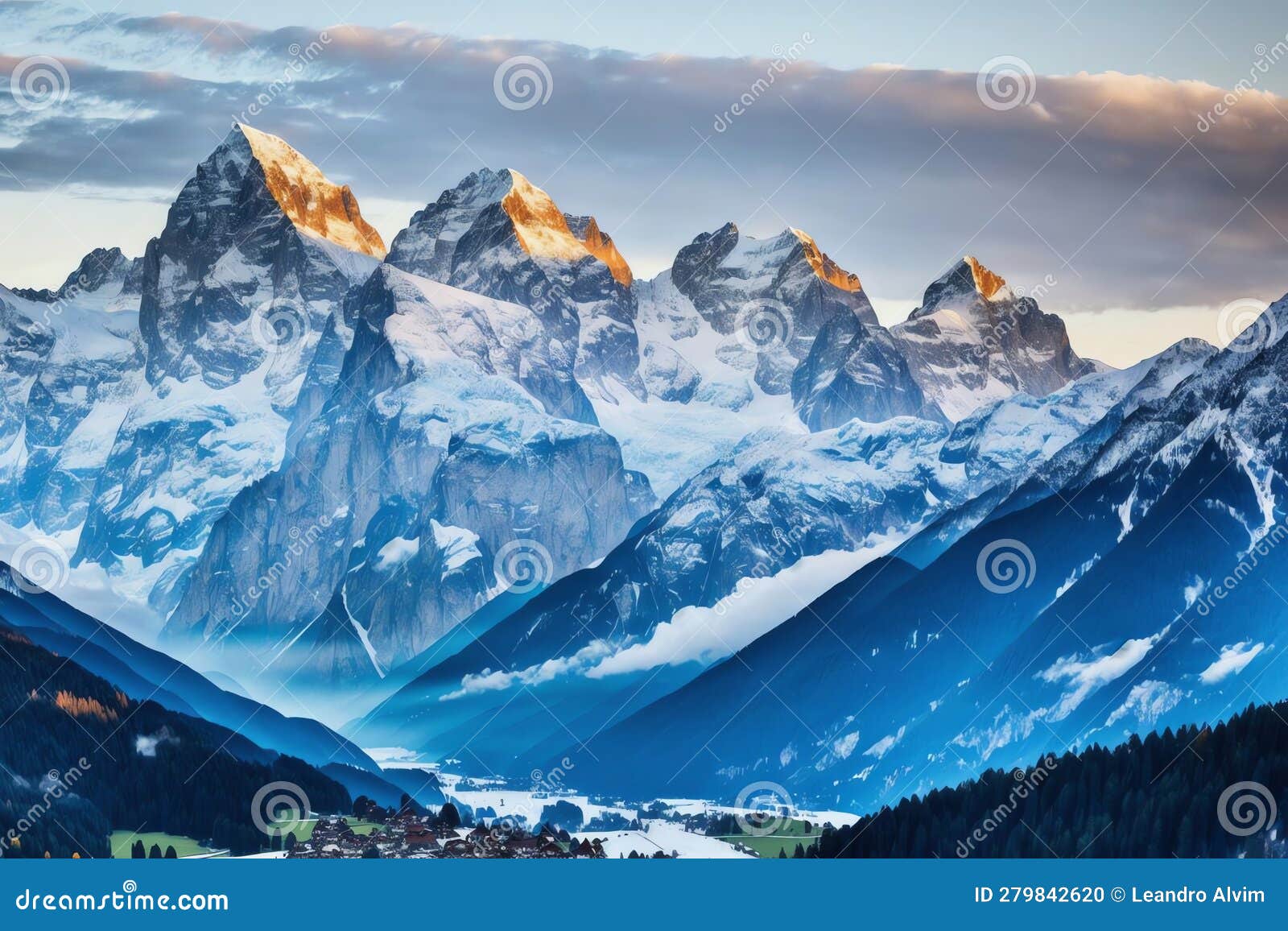 Golden Hour in the Swiss Alps .AI Generated Stock Illustration ...