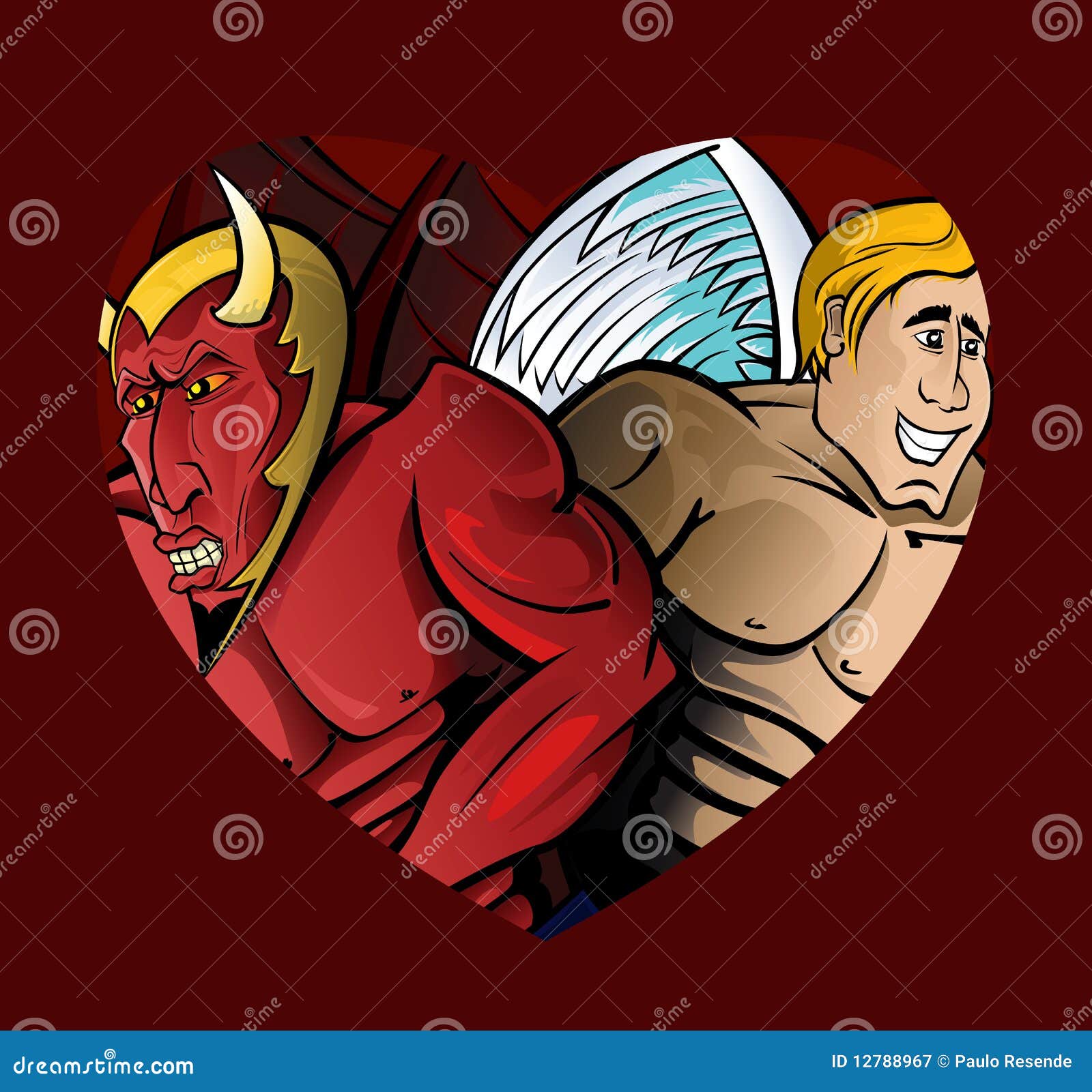 Concept Good and Evil Heart Stock Vector - Illustration of horn, satan ...