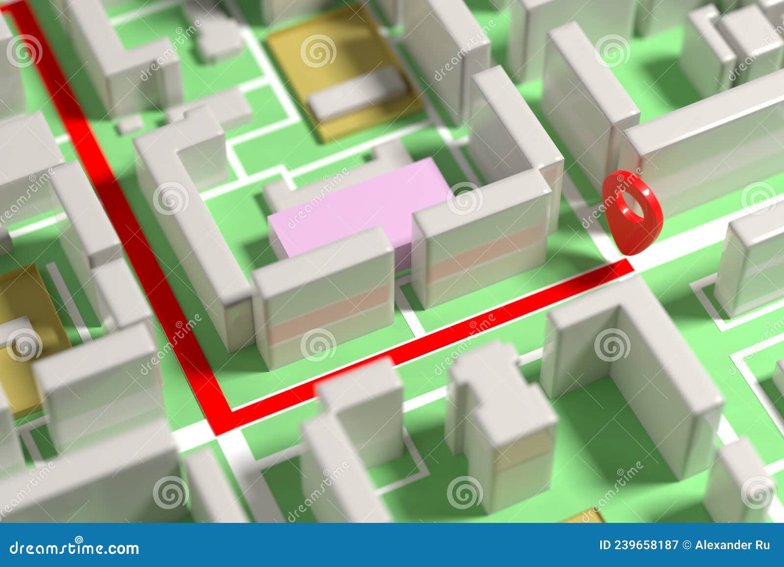 The Concept of GPS Navigation in the City. Point on the Map of the City ...