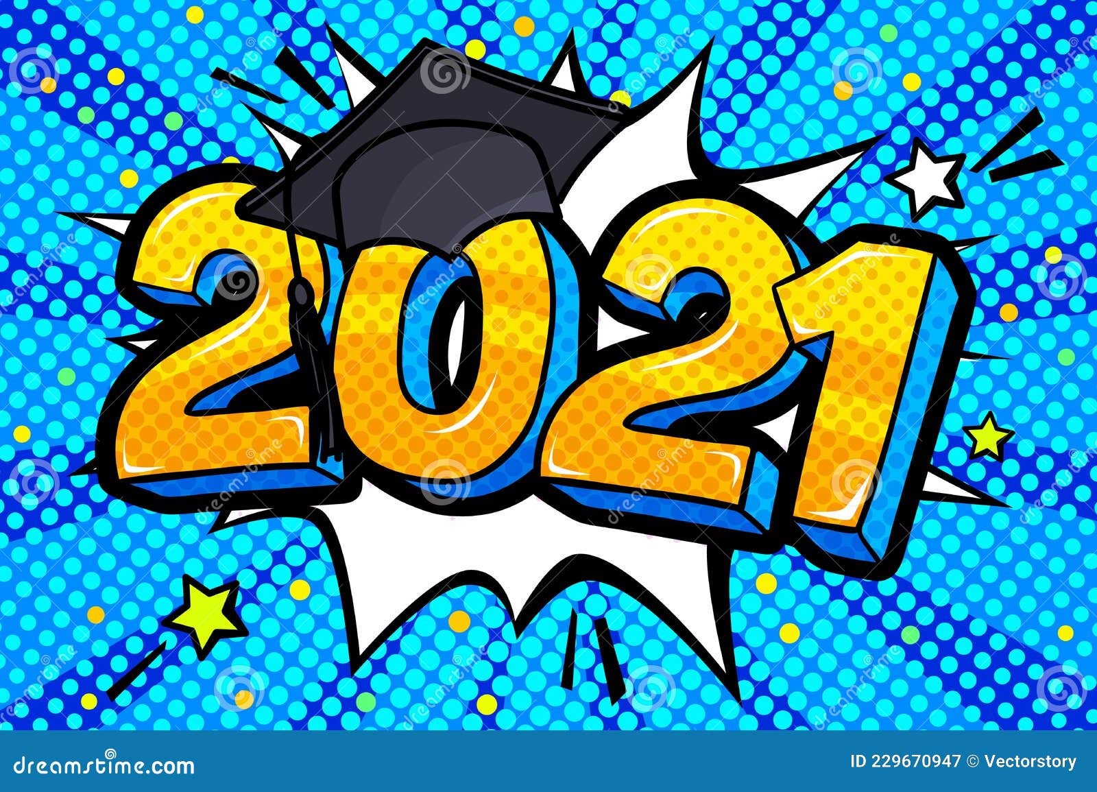 Concept of a Graduating Class of 2021. Numbers with Graduation Cap in ...