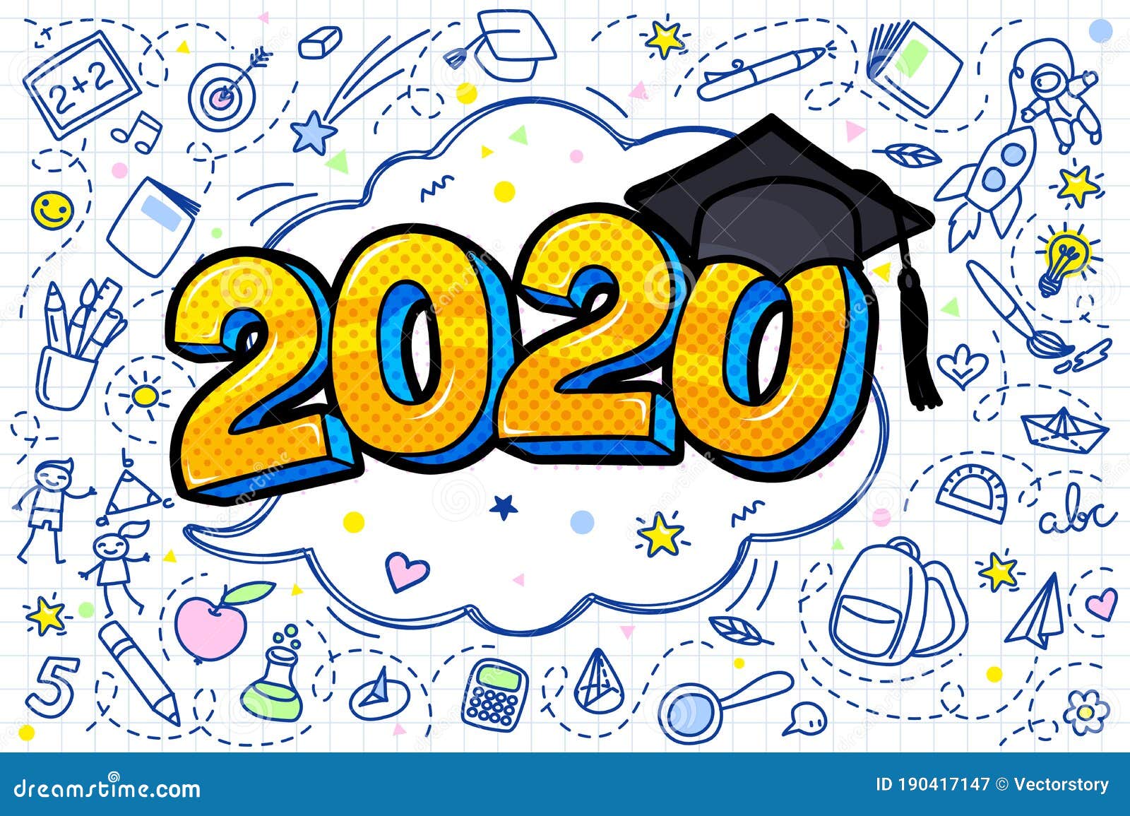 Class Of 2020 With Graduation Cap. Design For Greeting Card, Invitation ...