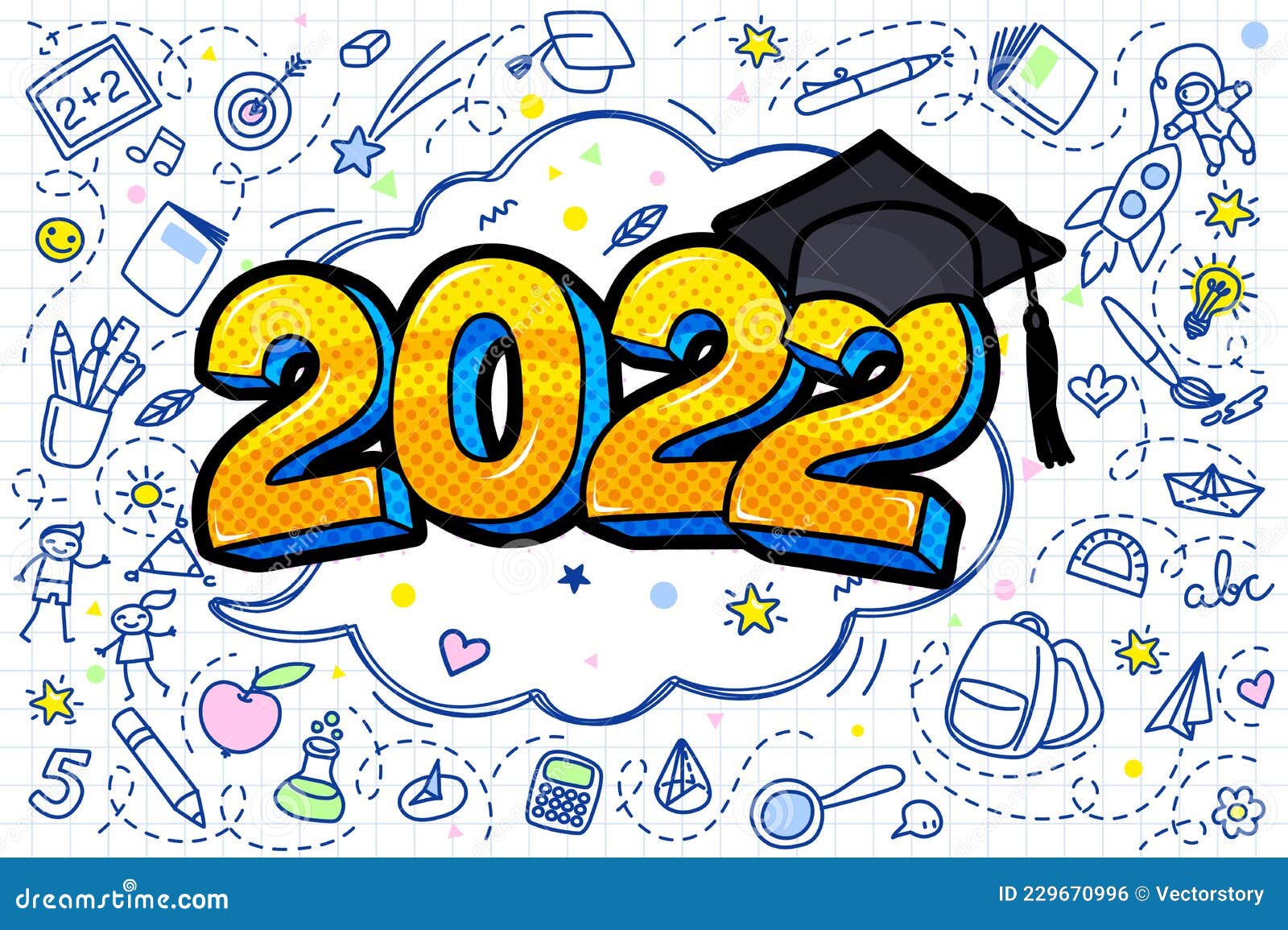 Concept of a Graduating Class of 2022. Numbers with Graduation Cap in ...