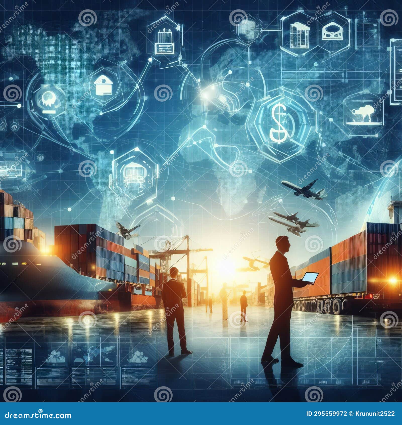 Concept Graphic of Business Logistics Import Export Background. Stock ...