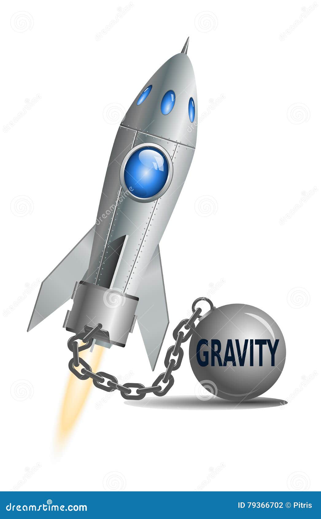 Concept of Gravity. Rocket with Ball and Chain Stock Vector ...