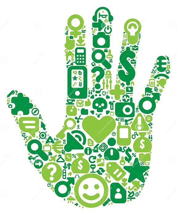 Concept of Green Human Hand Stock Vector - Illustration of hand, camera ...