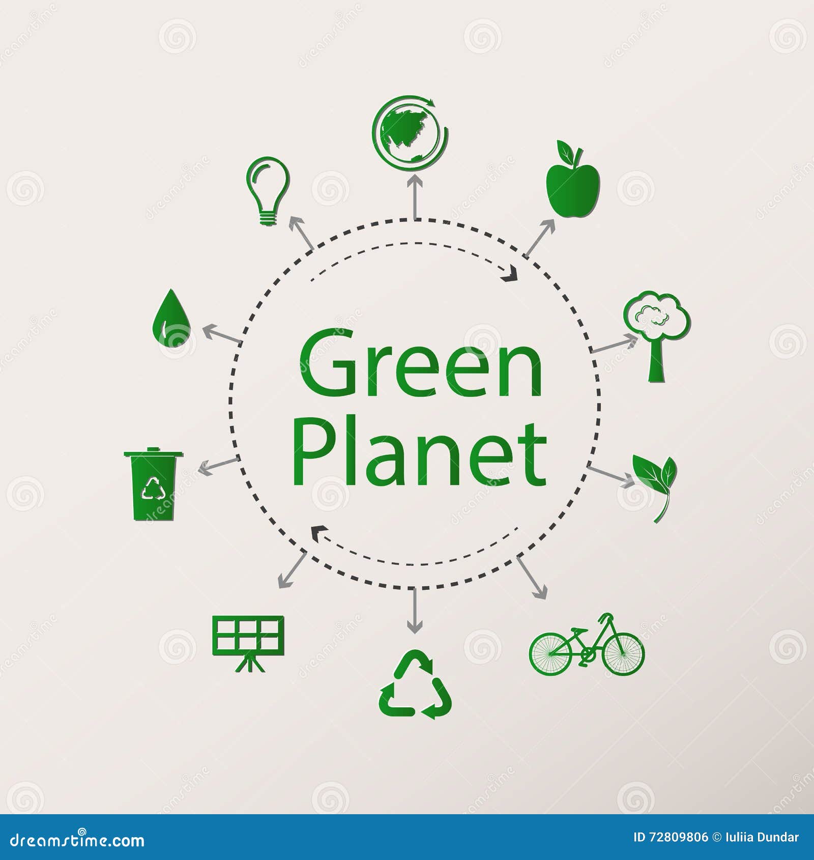 Concept Green Planet, Flat Style Stock Illustration - Illustration of ...