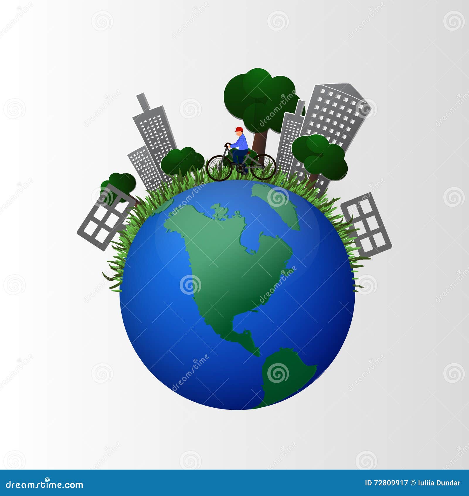 Concept Green Planet, Flat Style Stock Illustration - Illustration of ...