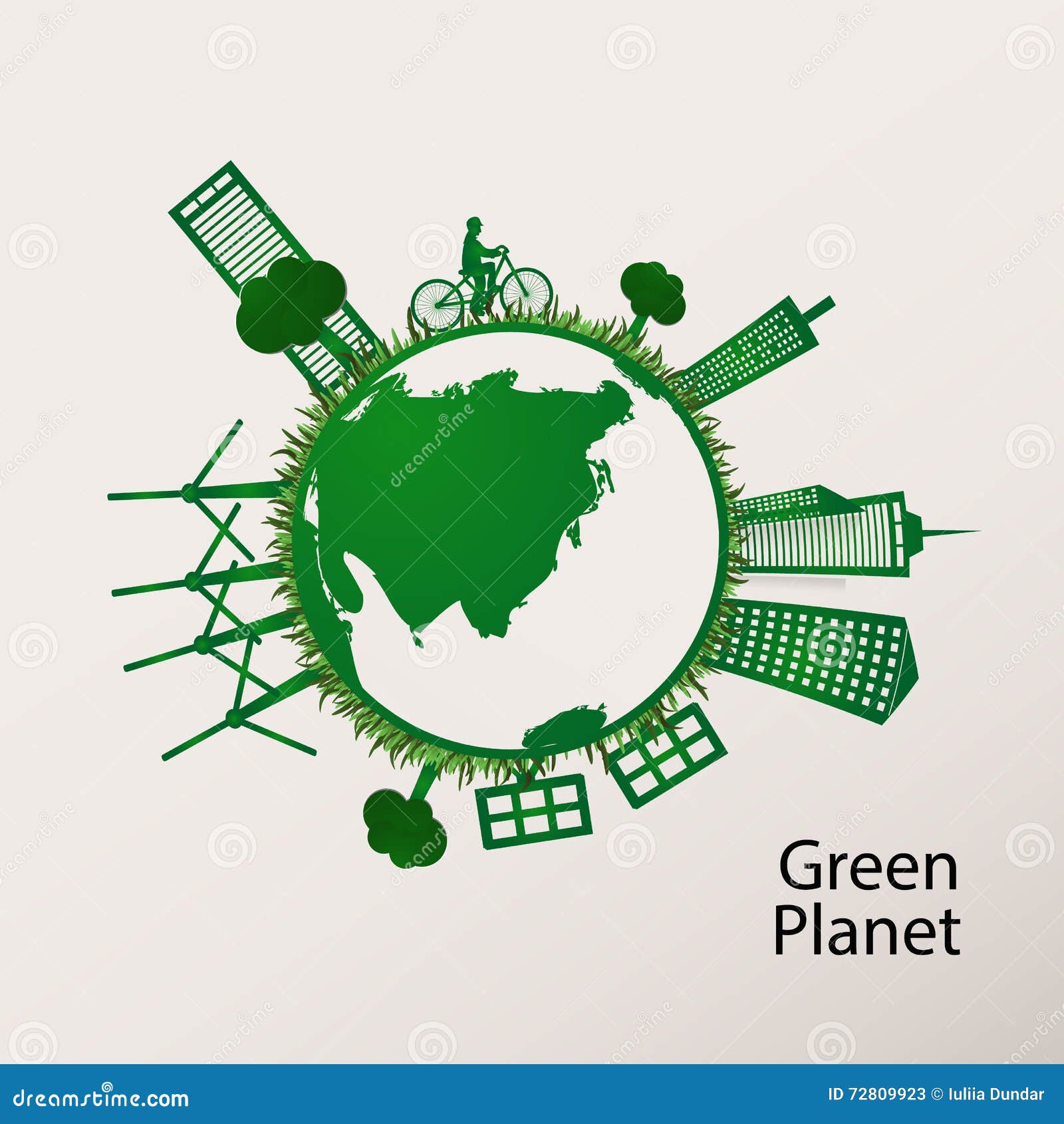 Concept Green Planet, Flat Style Stock Illustration - Illustration of ...