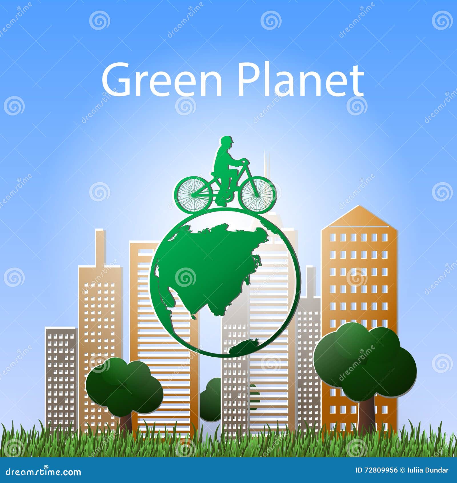 Concept Green Planet, Flat Style Stock Illustration - Illustration of ...