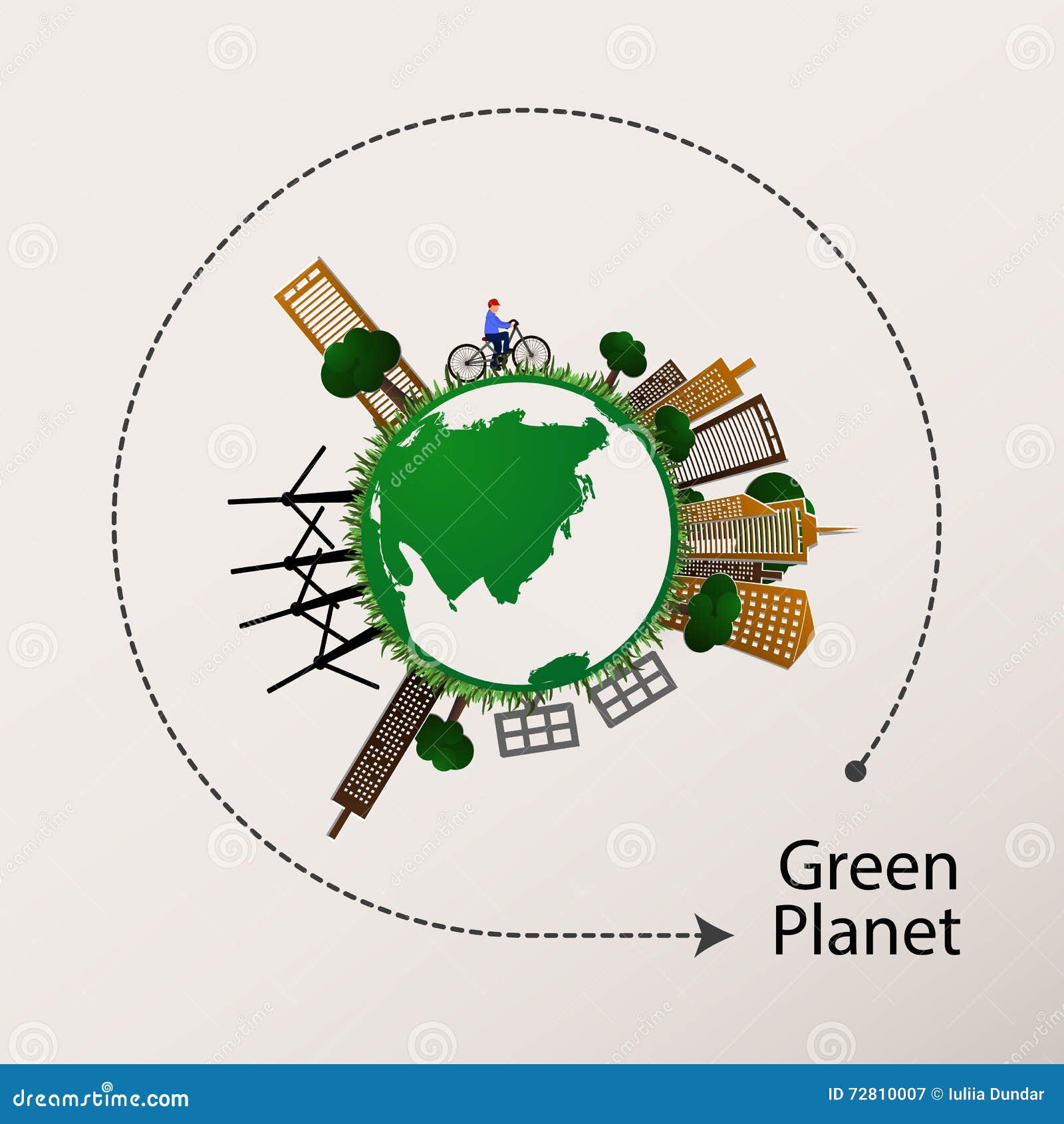 Concept Green Planet, Flat Style Stock Illustration - Illustration of ...