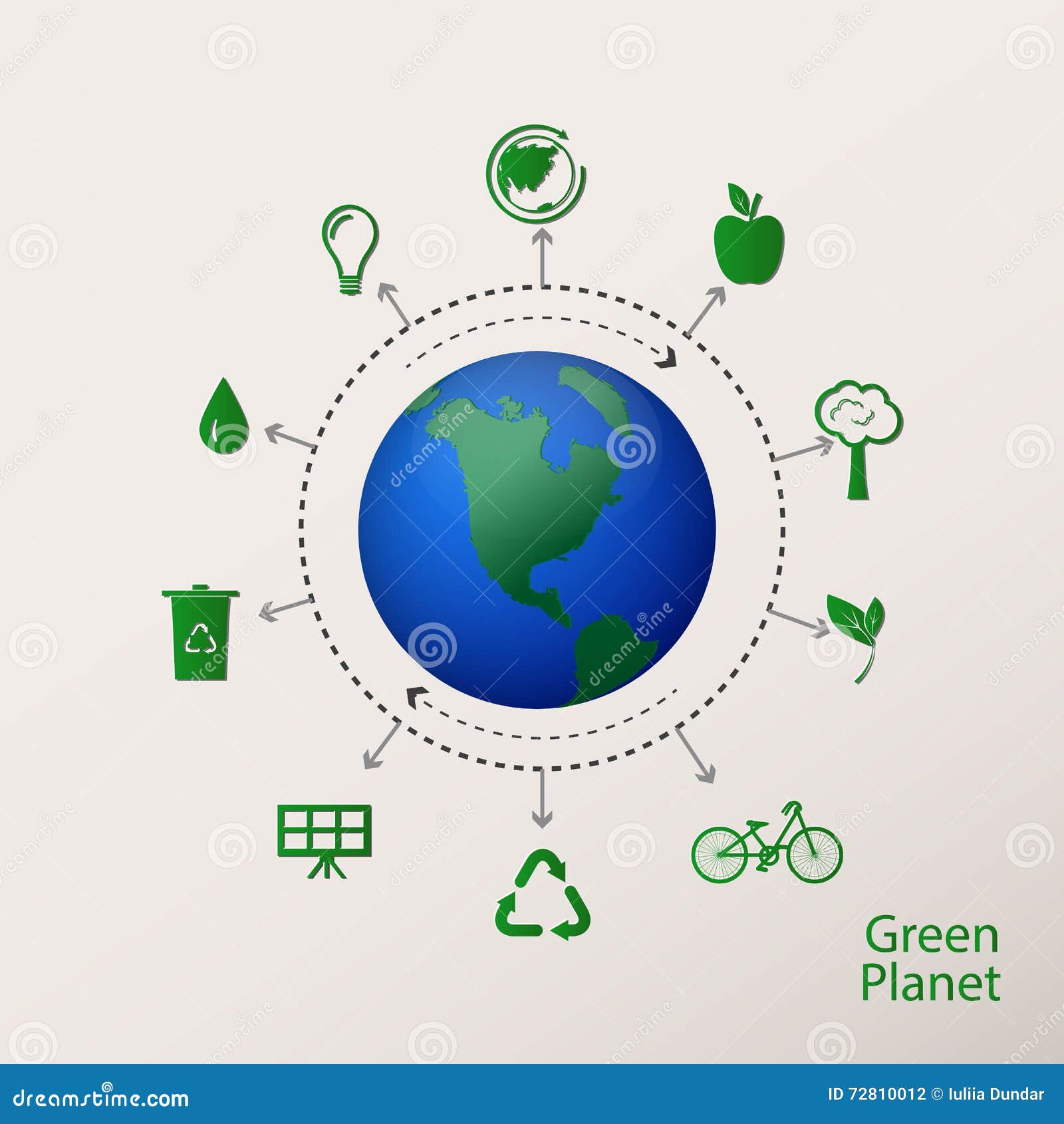 Concept Green Planet, Flat Style Stock Illustration - Illustration of ...