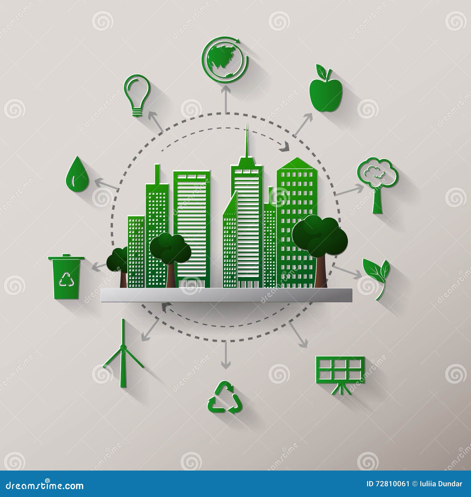 Concept Green Planet, Flat Style Stock Illustration - Illustration of ...