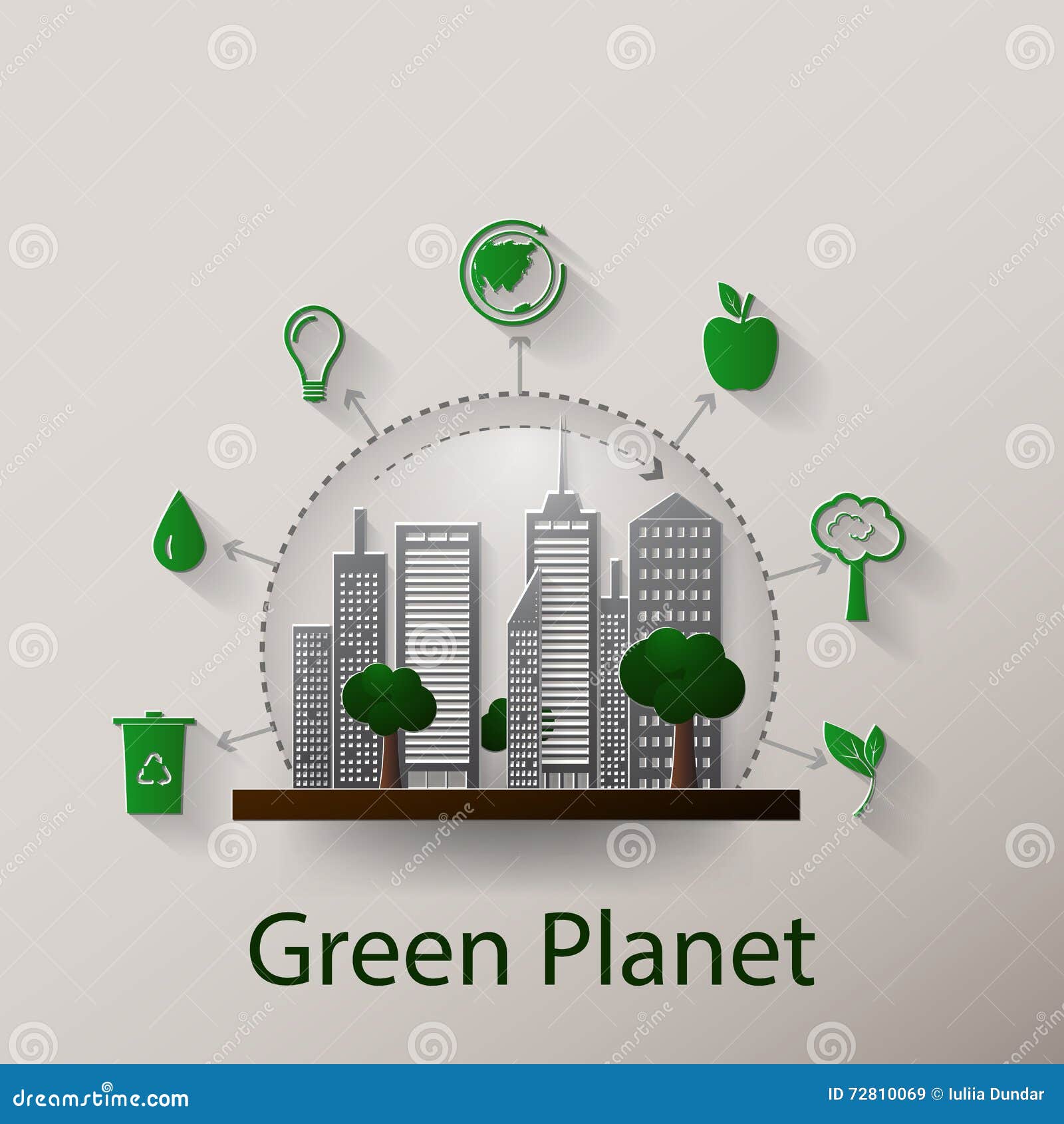 Concept Green Planet, Flat Style Stock Illustration - Illustration of ...