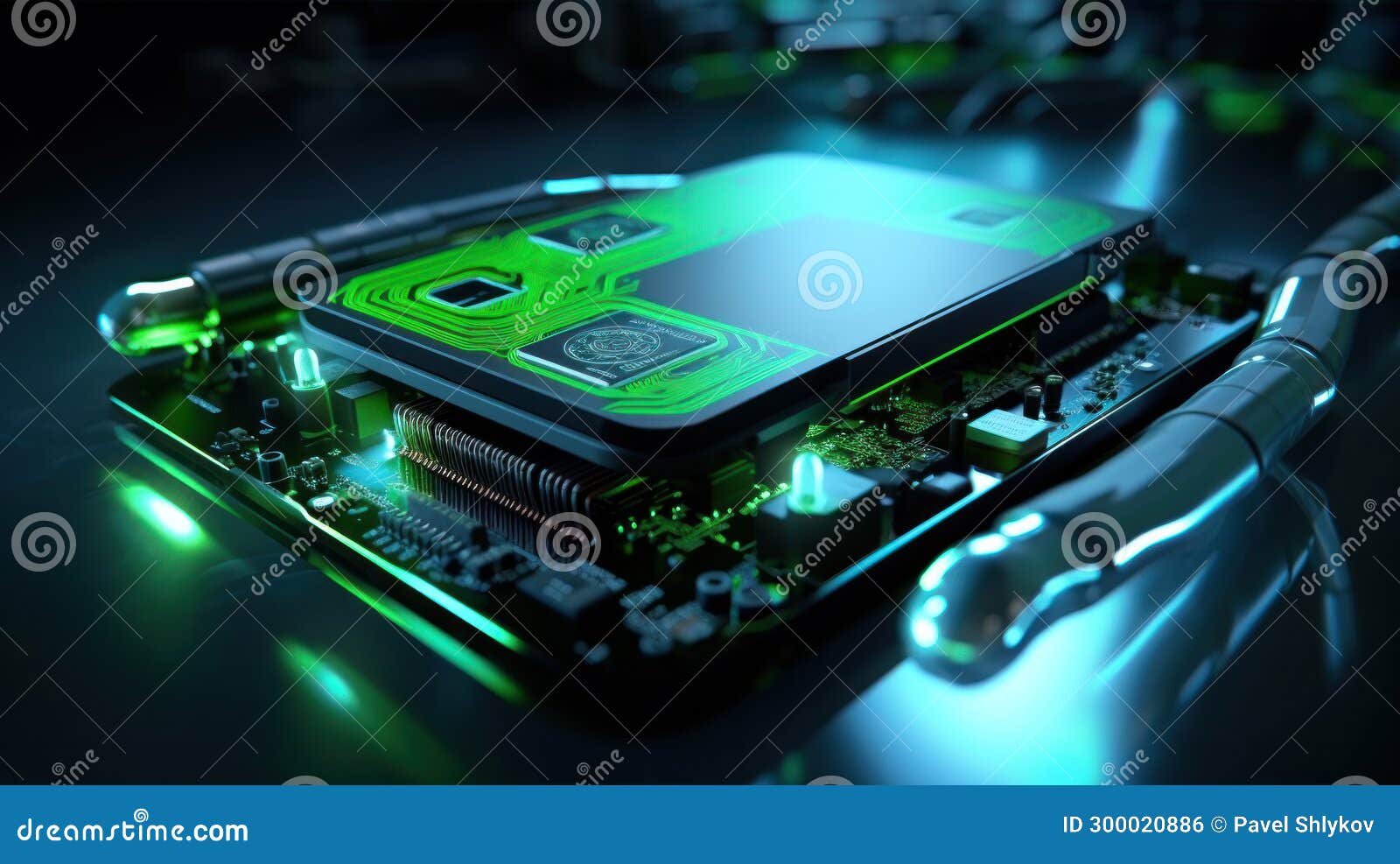 Concept of Green Technology. Crystal Globe on Circuit Board Technology ...