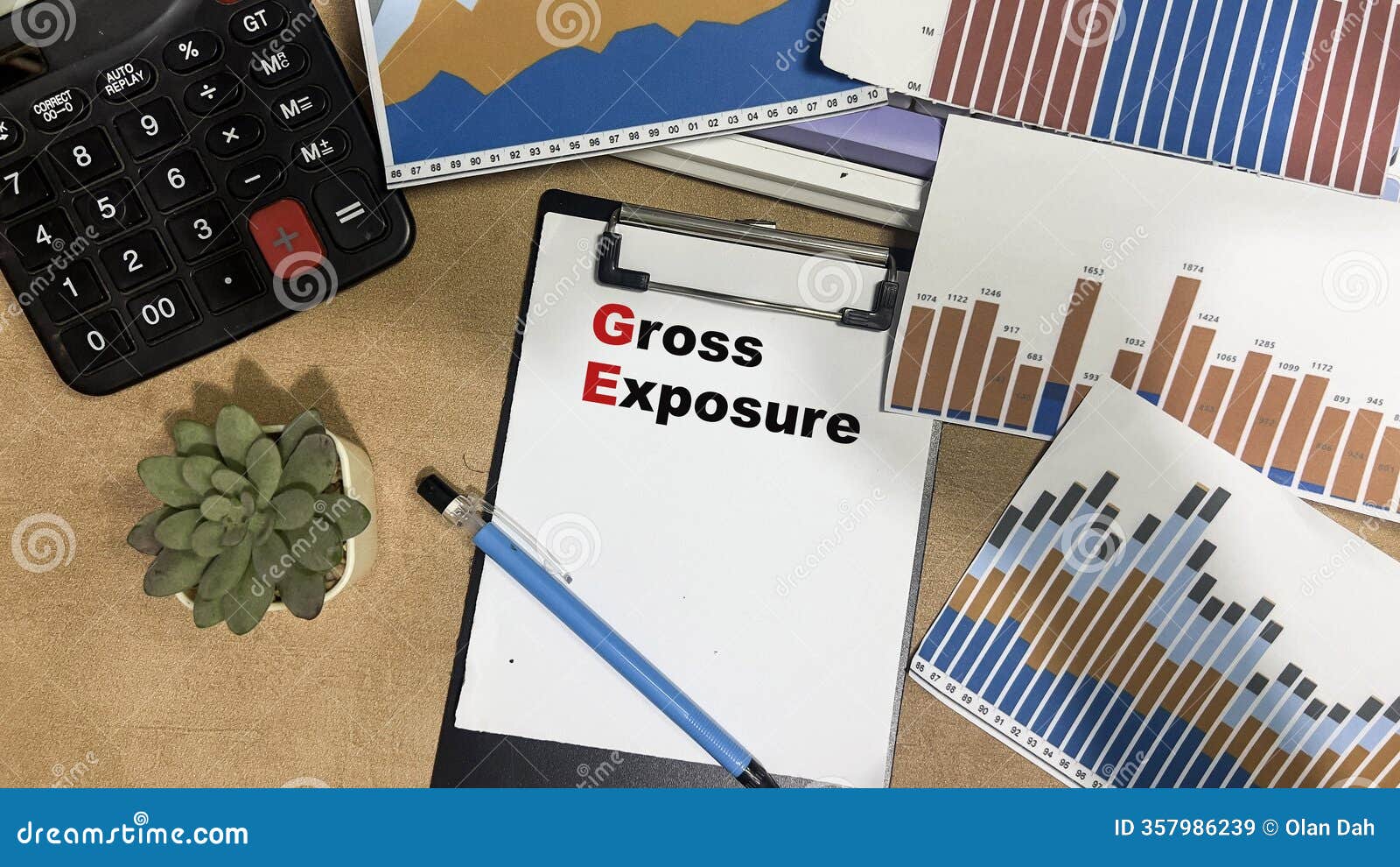 Concept of Gross Exposure Write on Paperwork Isolated on Wooden Table ...