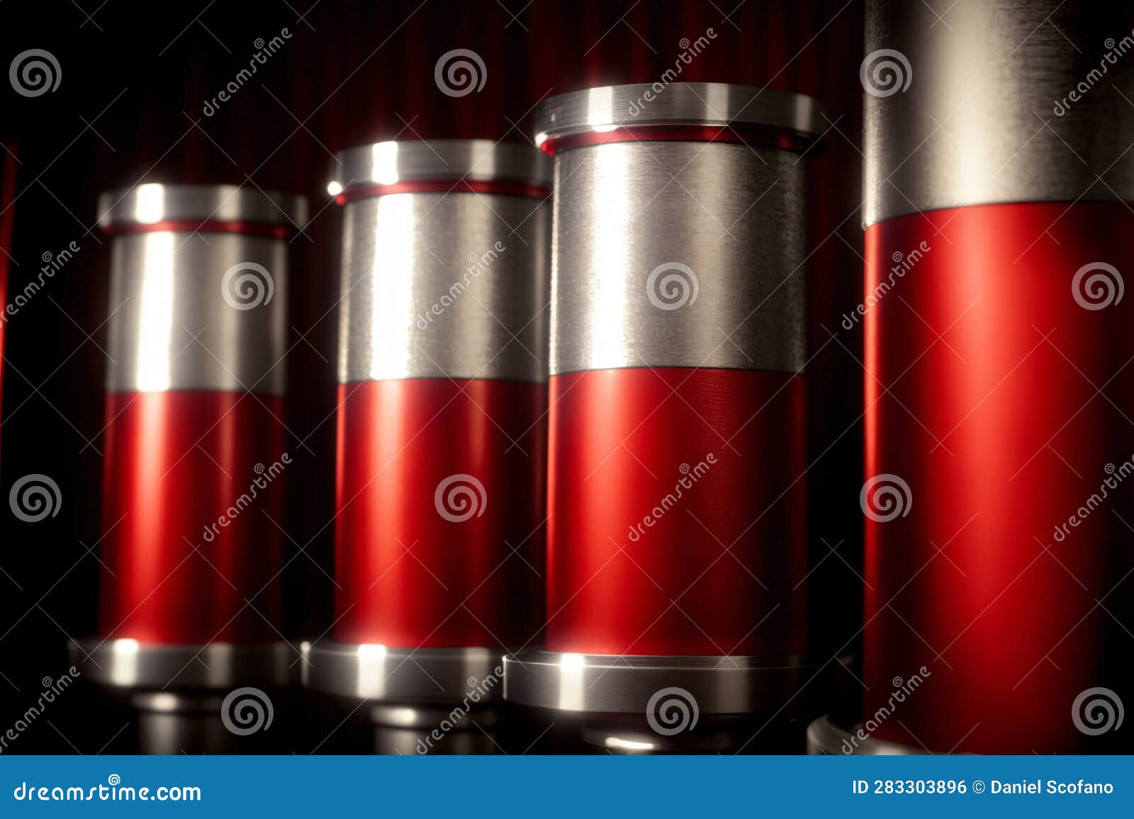 A Group of Red and Silver Cylinders Sitting Next To Each Other ...