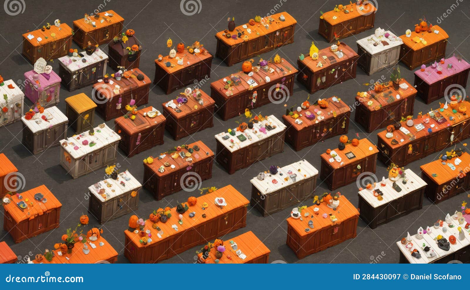 A Group of Tables with Orange and White Tablecloths. Generative AI ...
