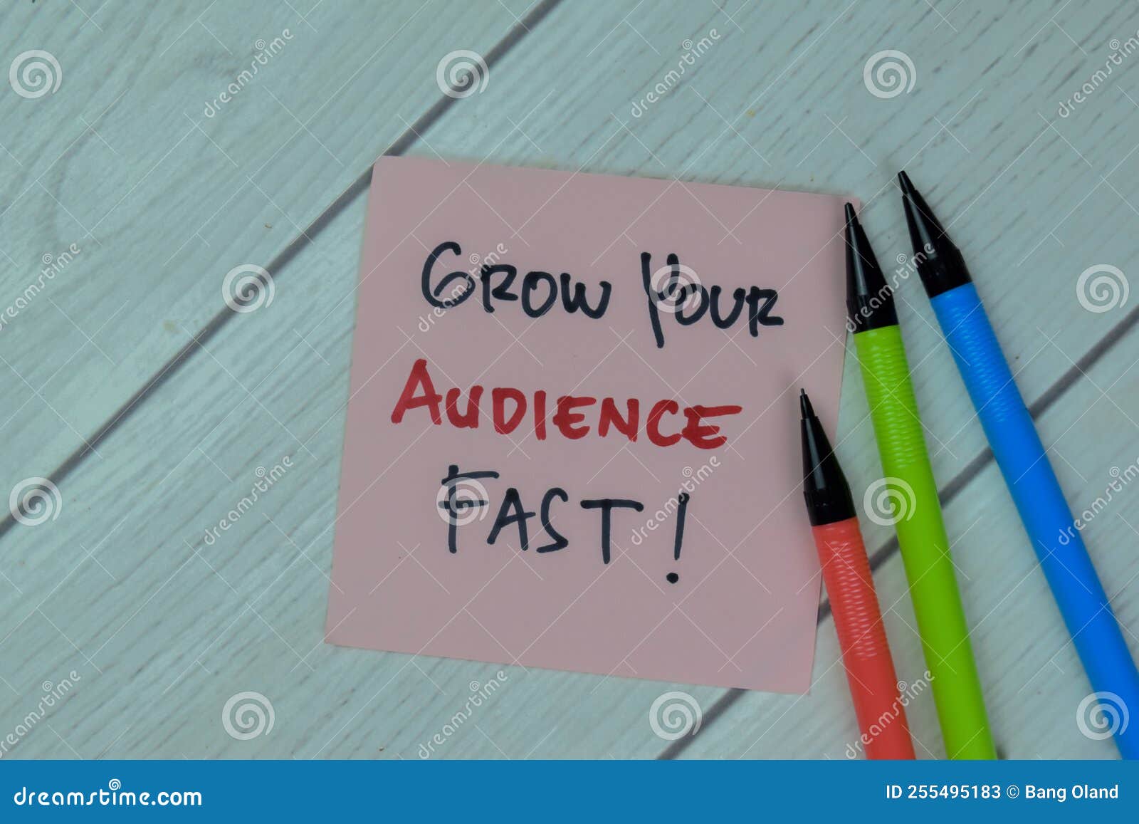 Concept of Grow Your Audience Fast! Write on Sticky Notes Isolated on ...