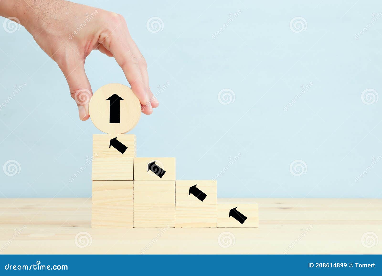 Concept of Growth Success Process. Hand Picking Cube with Arrow Symbol ...
