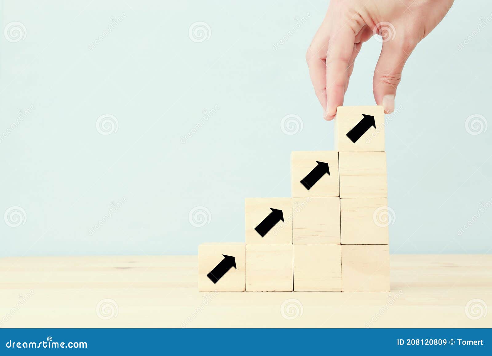 Concept of Growth Success Process. Hand Picking Cube with Arrow Symbol ...