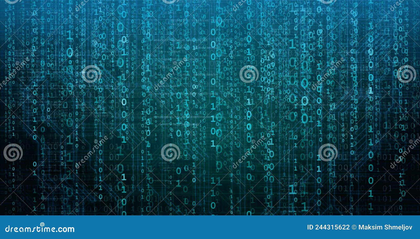 Abstract Background with Binary Code. Hackers, Darknet, Virtual Reality and Science Fiction ...