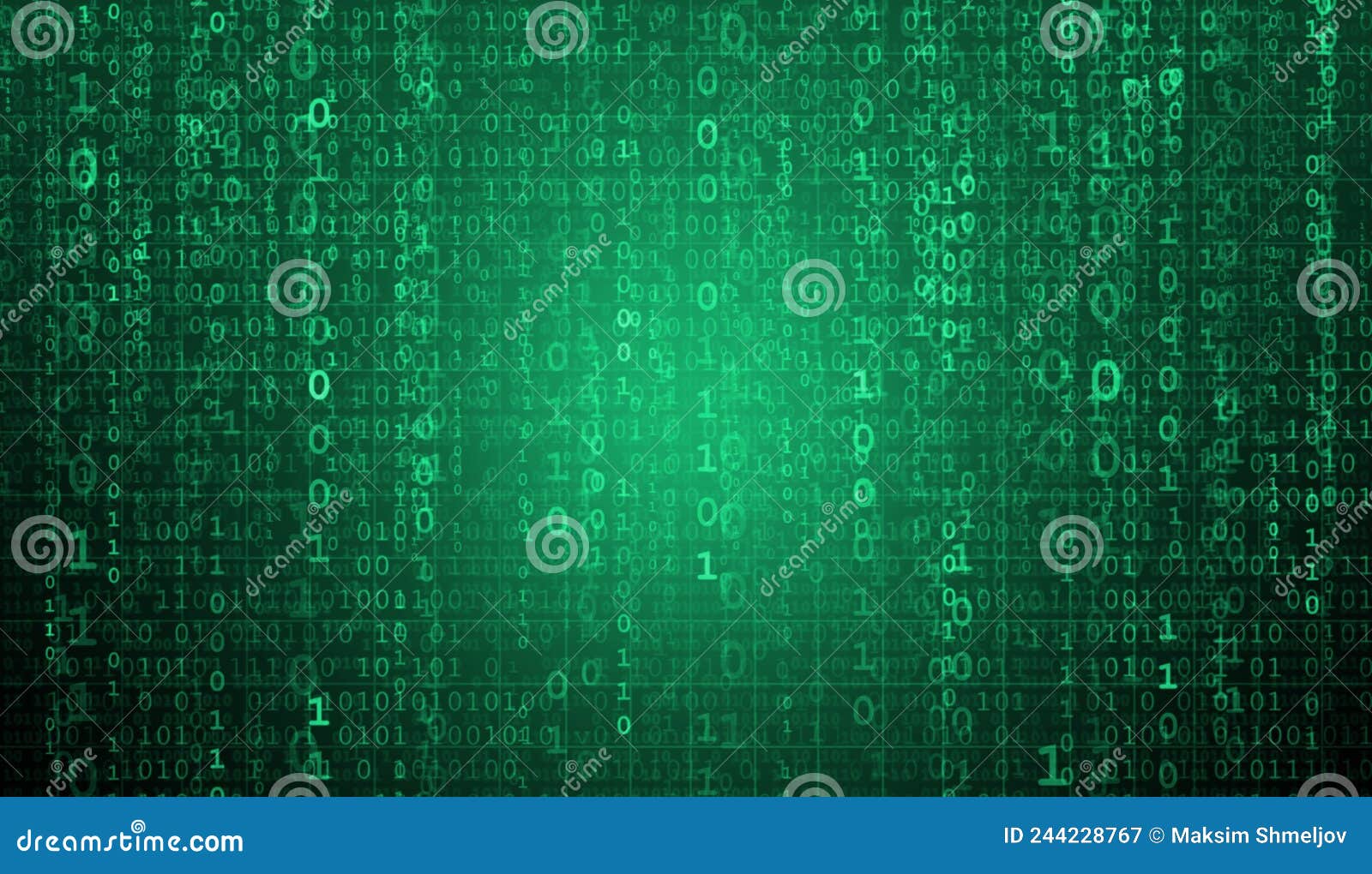 Abstract Digital Background with Binary Code. Hackers, Darknet, Virtual Reality and Science ...