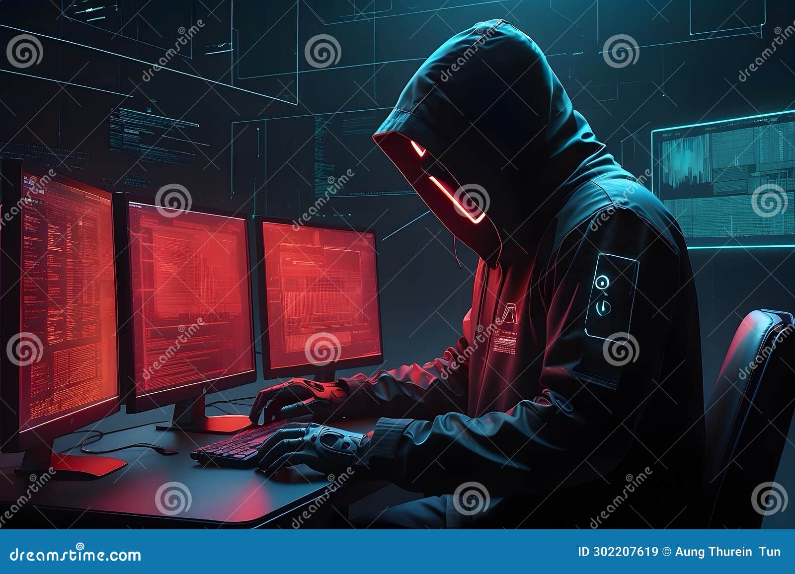 A Concept of a Hacker with His Tools Stock Illustration - Illustration ...