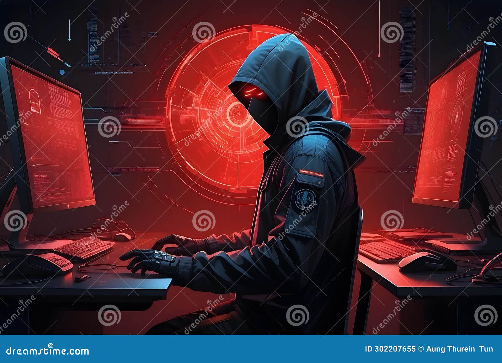 A Concept of a Hacker with His Tools Stock Illustration - Illustration ...