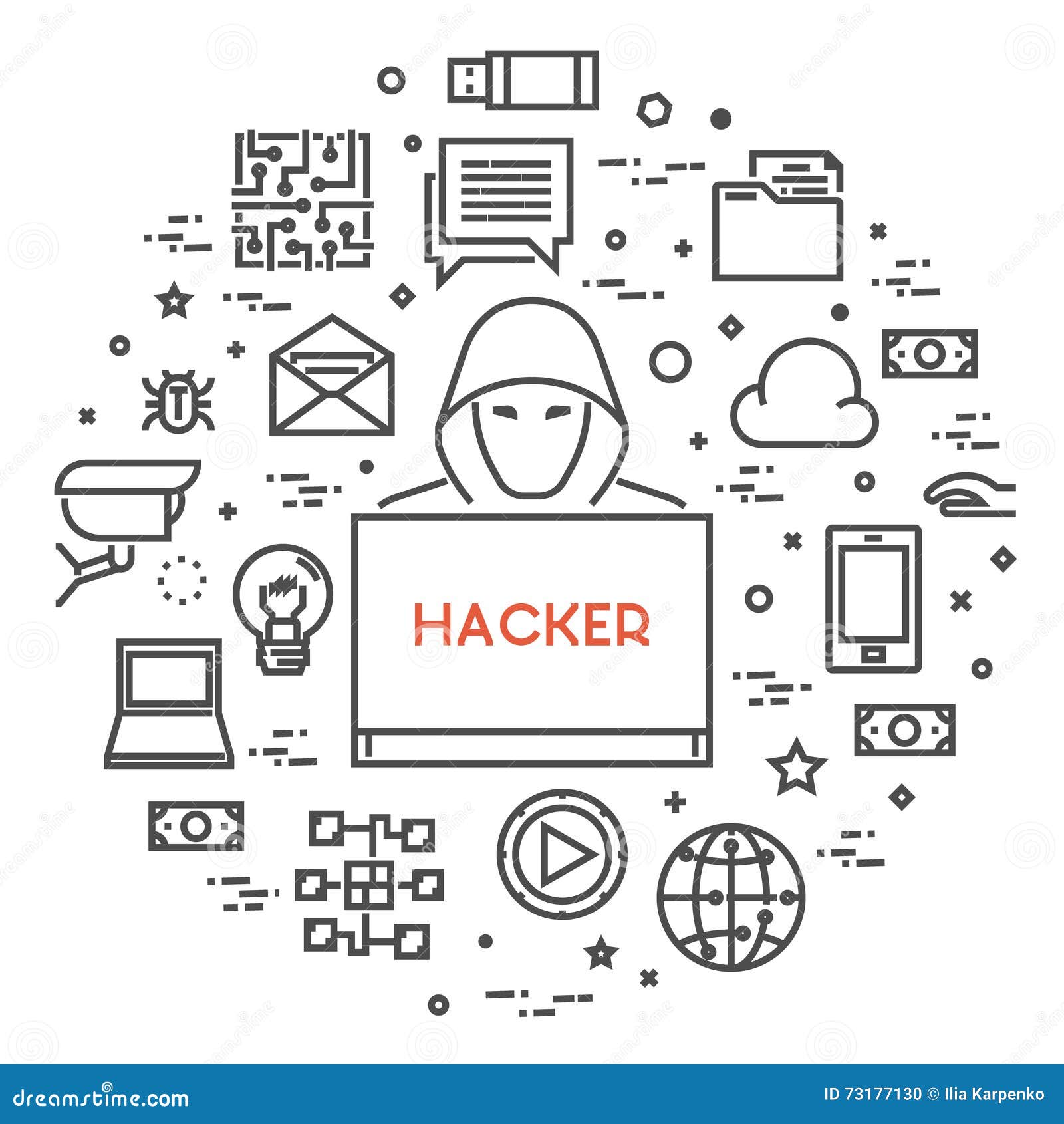 Concept of Hacking and Internet Crimes Stock Illustration ...