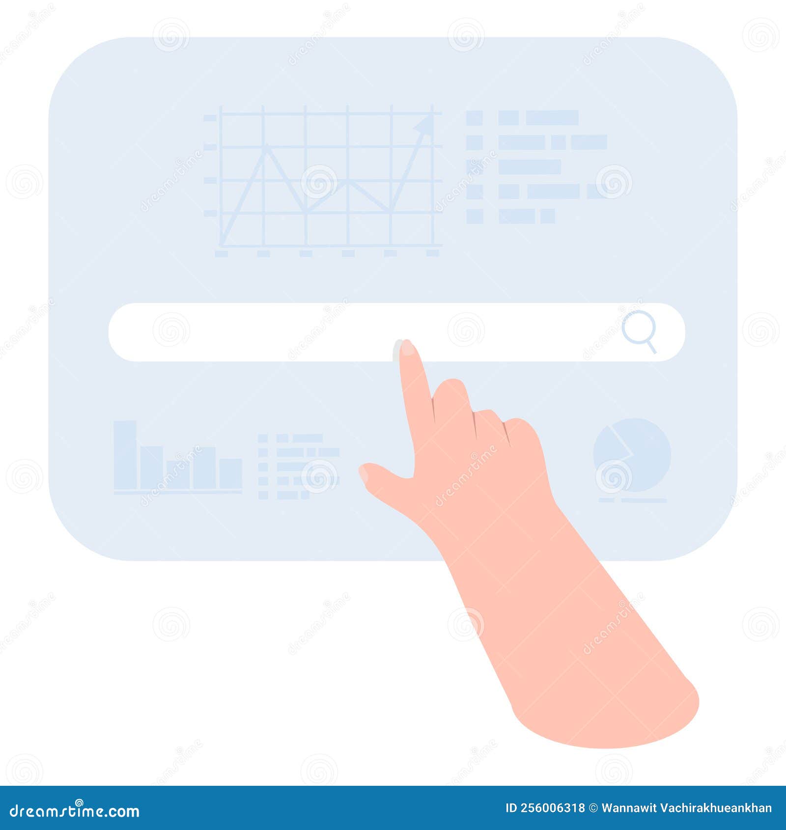 Concept of Hand with Digital Virtual Screen Flat Stock Illustration ...